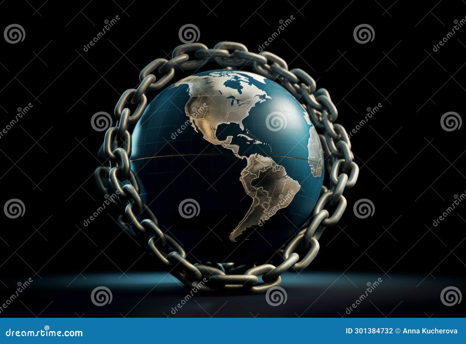 Conceptual Image of the Earth Encircled by a Chain, Symbolizing ...
