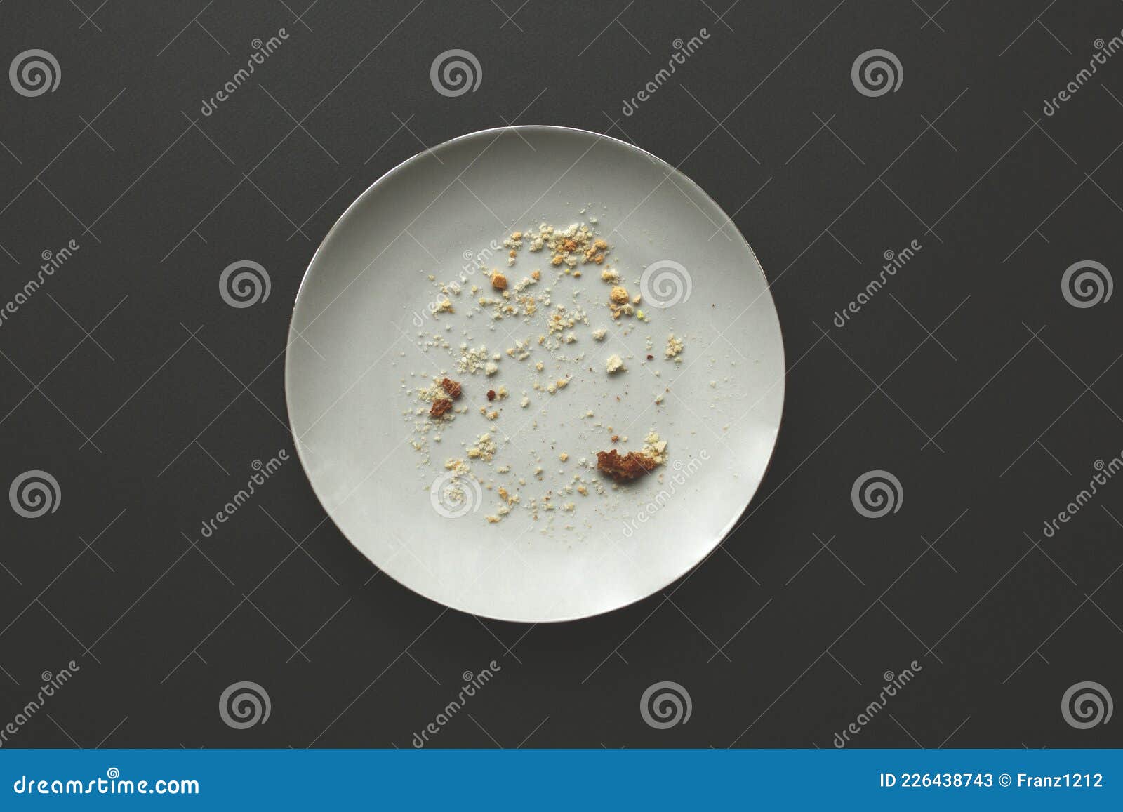 Empty Plate with Crumbs on Grey Background. Stock Image - Image of ...