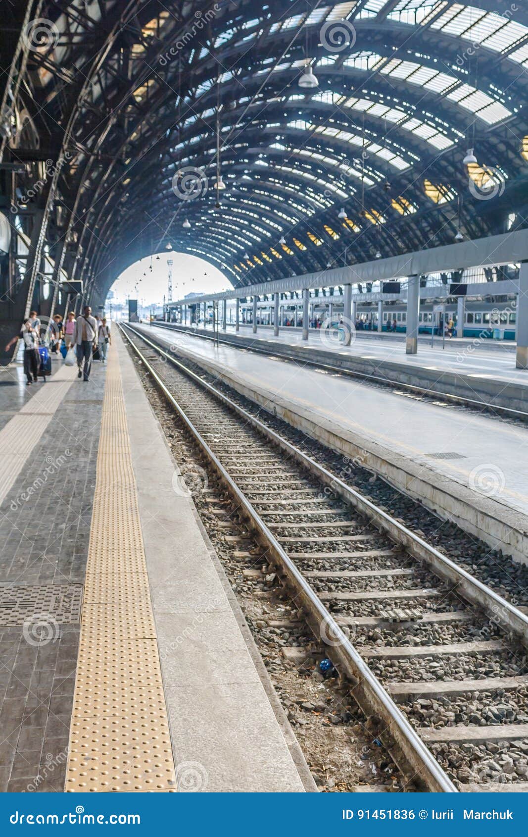 Conceptual Image of European Railway Station and Commuters on Platform ...