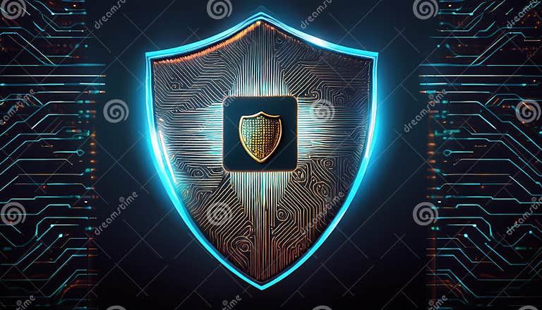 Conceptual Image of Glowing Shield Featuring Circuit Patterns and AI ...