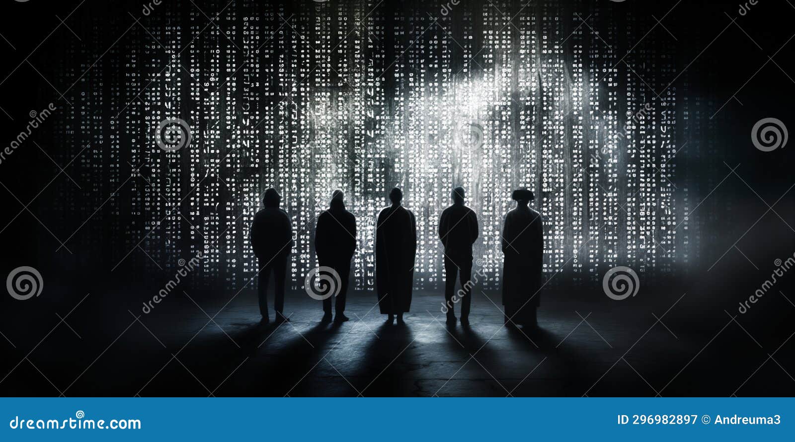 Businessman Standing in Front of Binary Code Stock Illustration ...