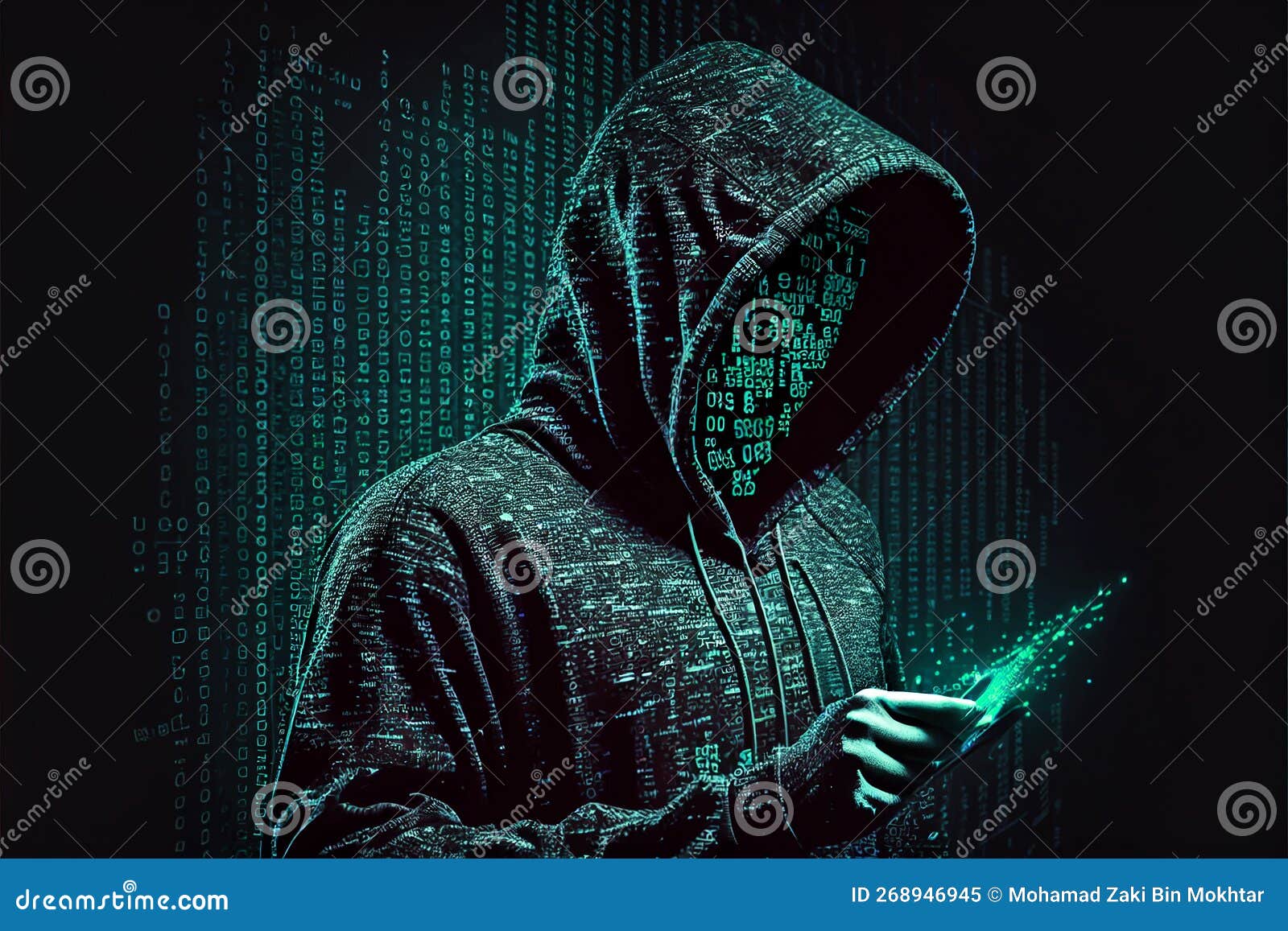 Conceptual Image of a Hacker Wearing Hoodie Stock Illustration ...