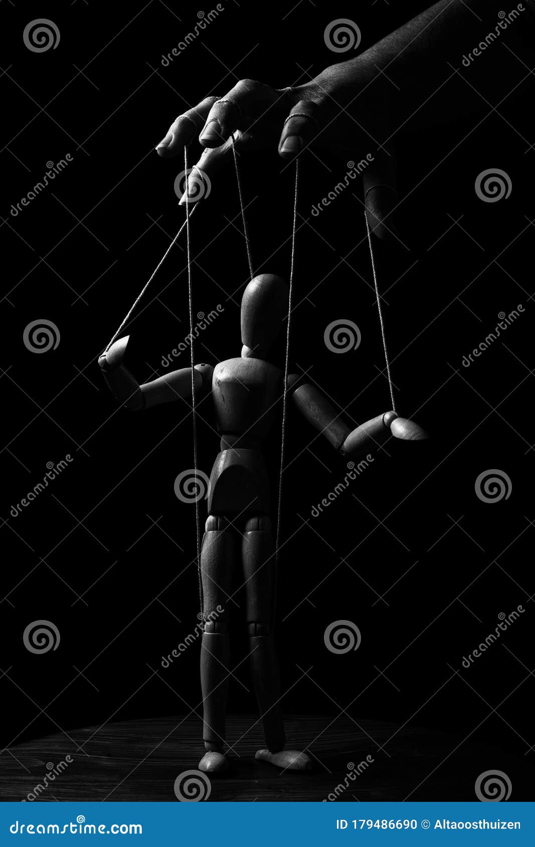 Conceptual Image of a Hand with Strings To Control a Marionette in ...