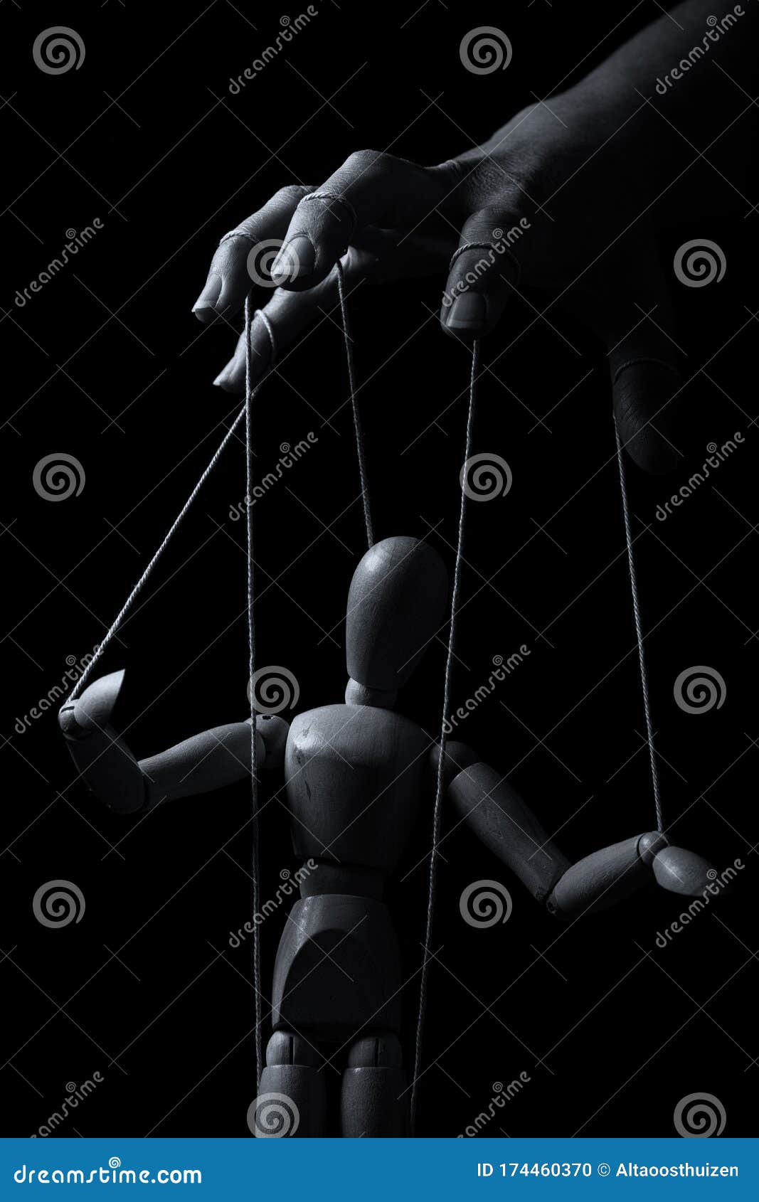 Conceptual Image of a Hand with Strings To Control a Marionette in ...