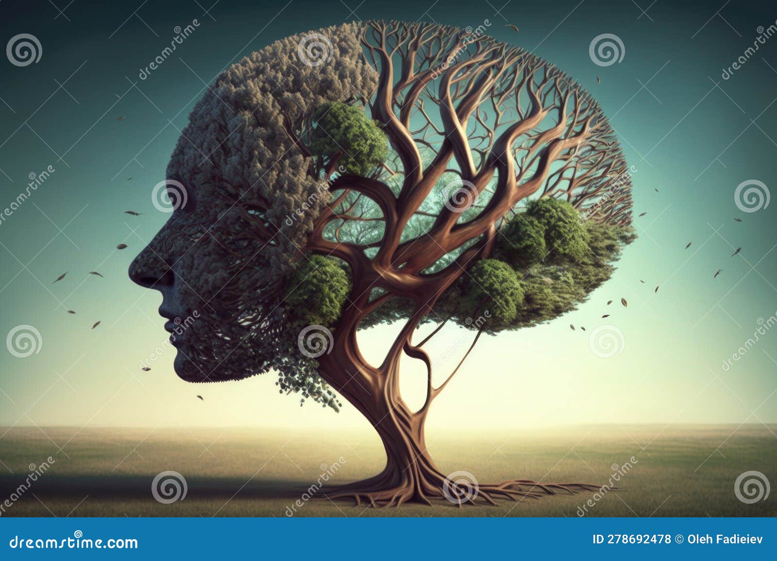 Conceptual Image with Human Head and Tree instead of Head Stock ...