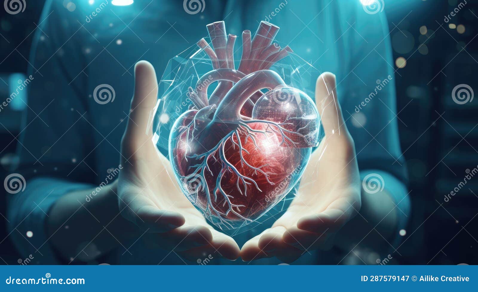 Conceptual Image of Human Heart on Hand Stock Illustration ...