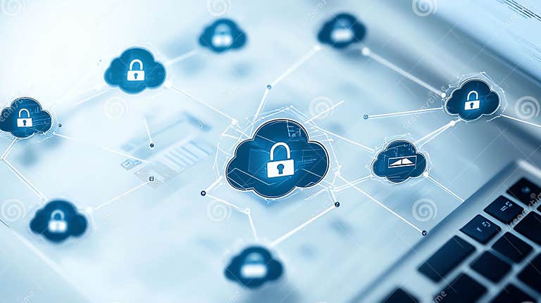 A Conceptual Image Illustrating Cloud Computing Security Stock Illustration - Illustration of ...