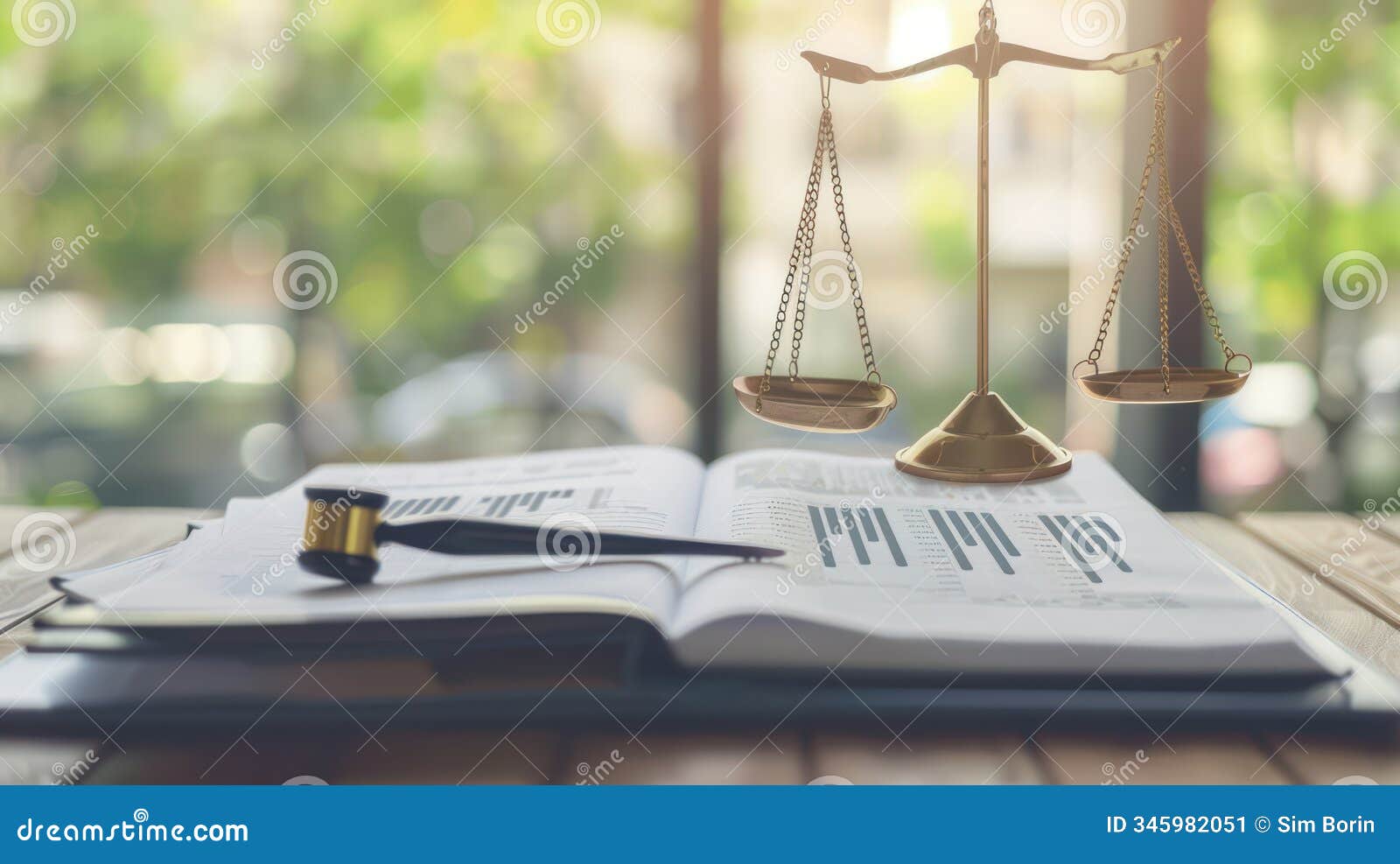 Conceptual Image of a Legal Document with Scales Stock Illustration ...