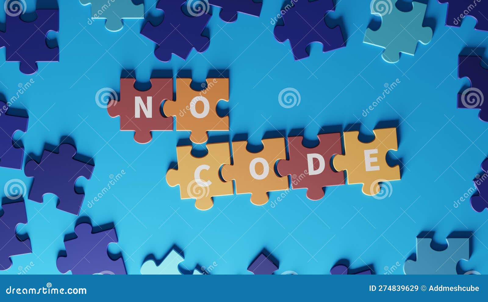 Conceptual Image of No-code As a Puzzle Combination. 3d Stock ...