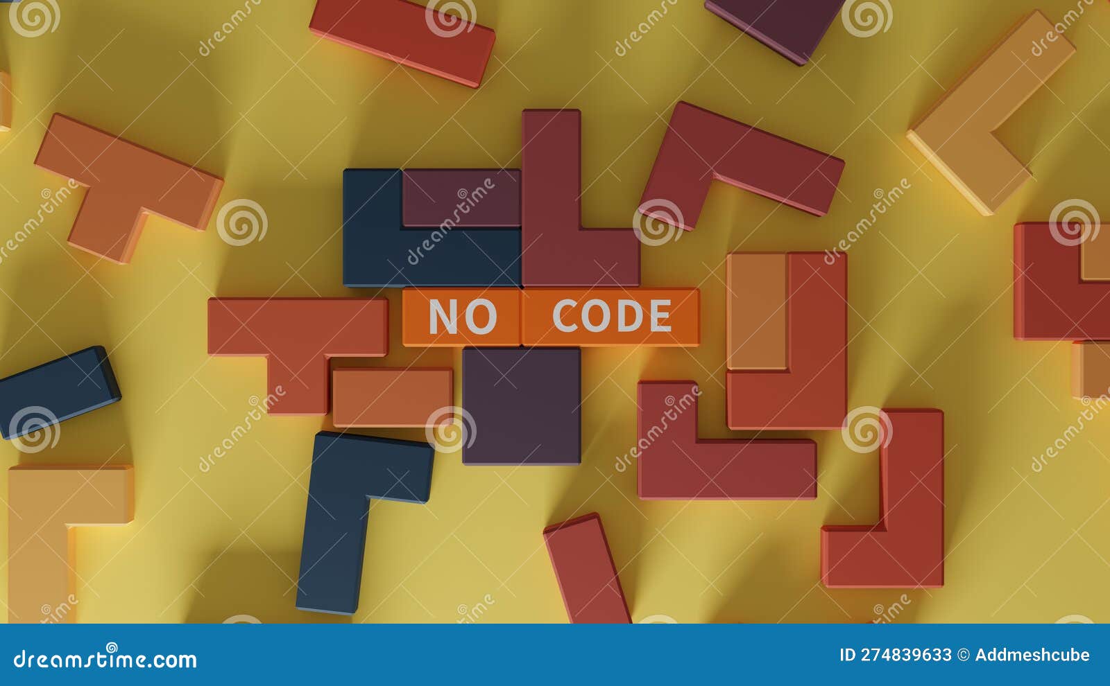 Conceptual Image of No-code As a Puzzle Combination. 3d Stock ...