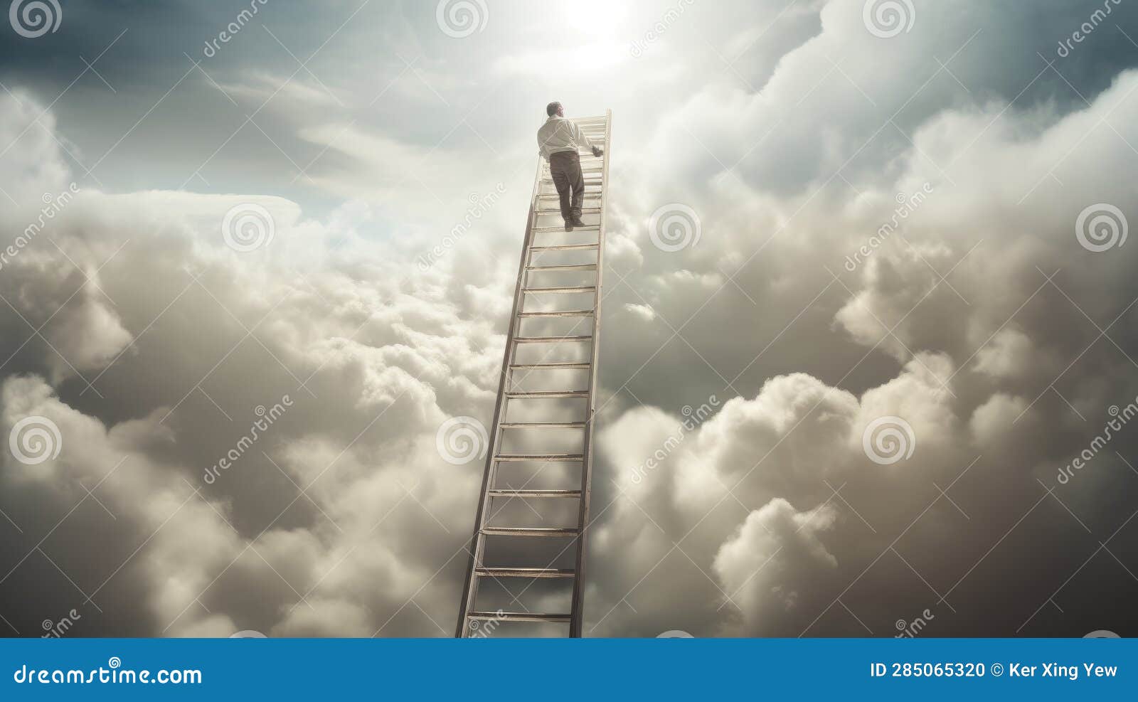Conceptual Image of a Person Climbing a Ladder Stock Illustration ...