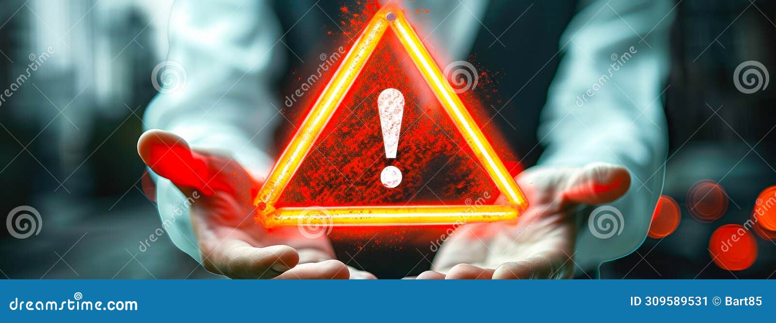 Conceptual Image of a Person Holding a Floating Exclamation Mark in a ...