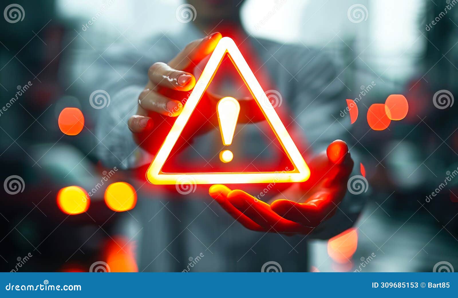 Conceptual Image of a Person Holding a Floating Exclamation Mark in a ...