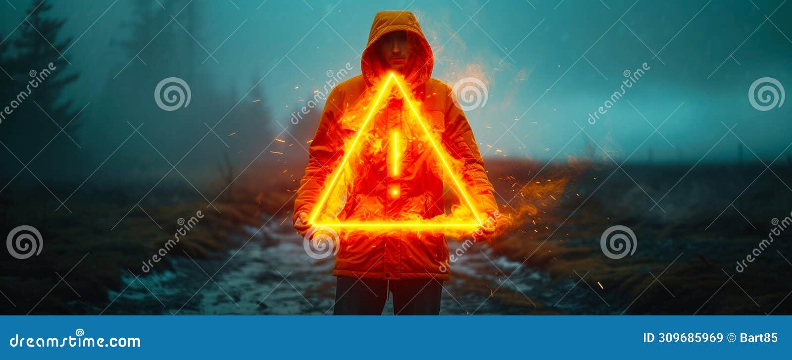 Conceptual Image Of A Person Holding A Floating Exclamation Mark In A ...