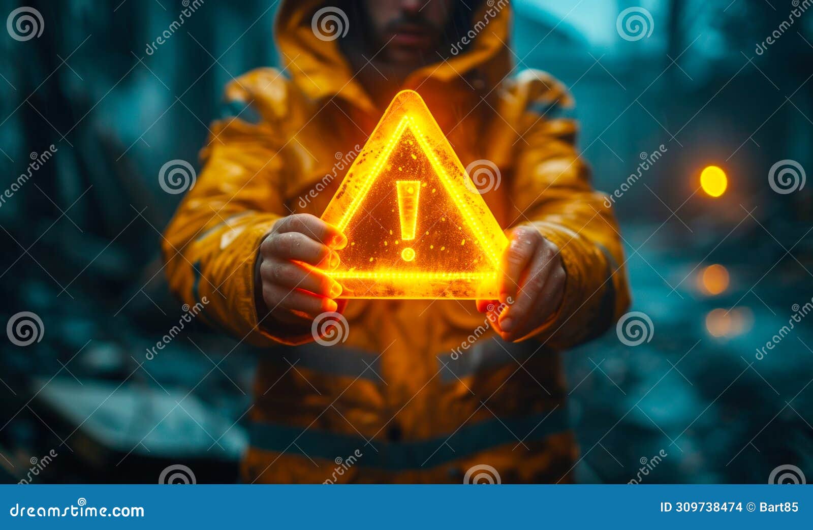 Conceptual Image of a Person Holding a Floating Exclamation Mark in a ...