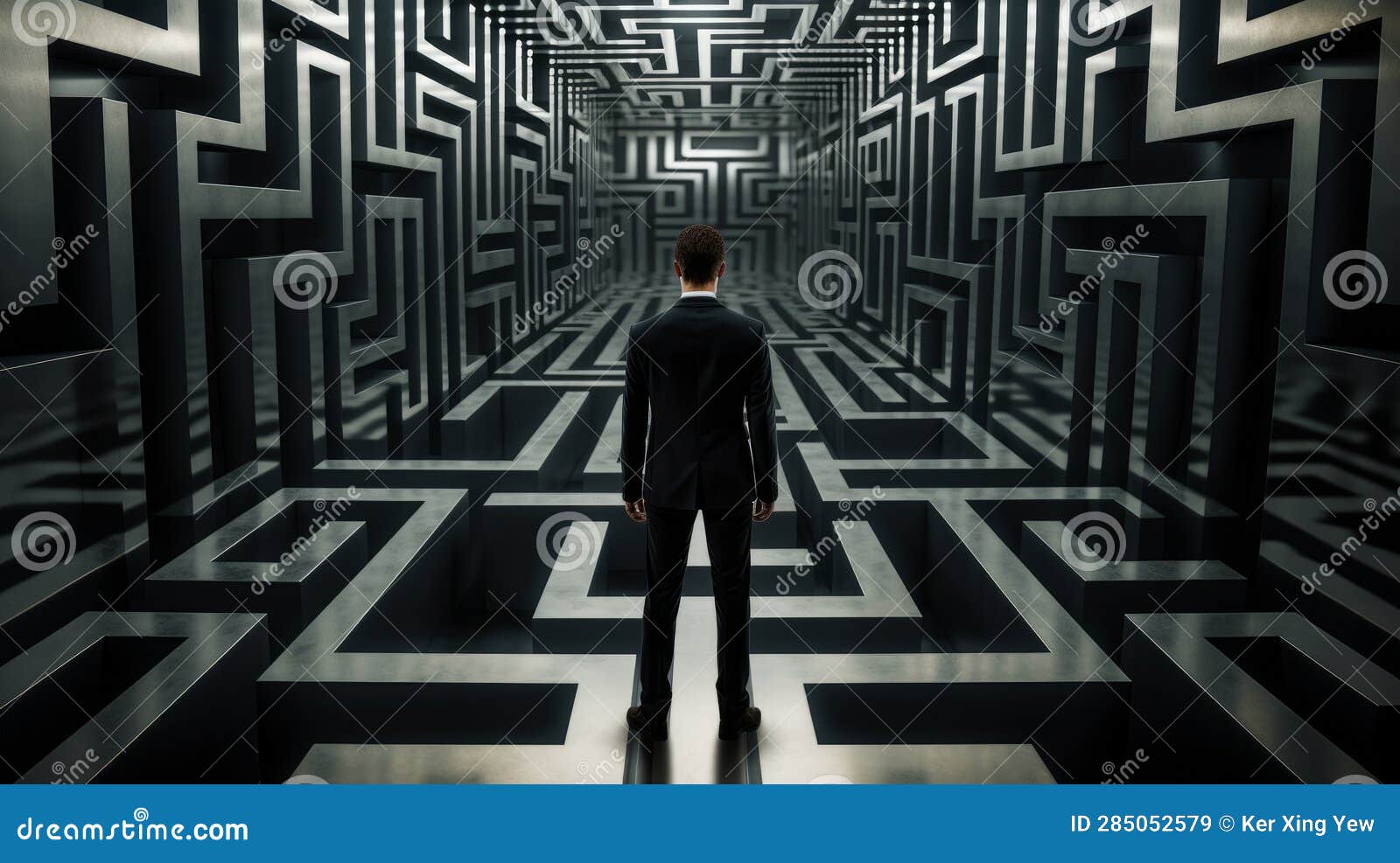 Conceptual Image of a Person Standing in Front of a Mirror Maze Stock ...