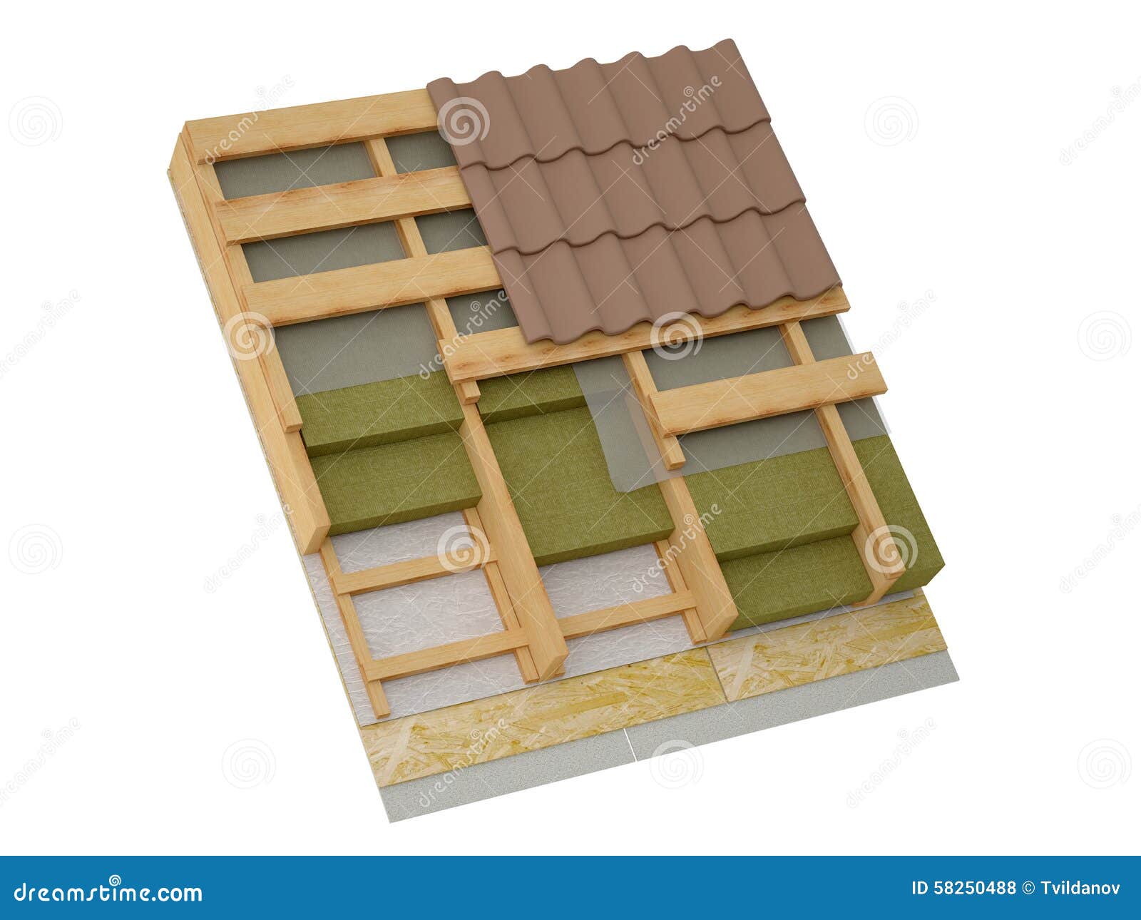 Conceptual Image of Pitched Roof Insulation Stock Illustration ...