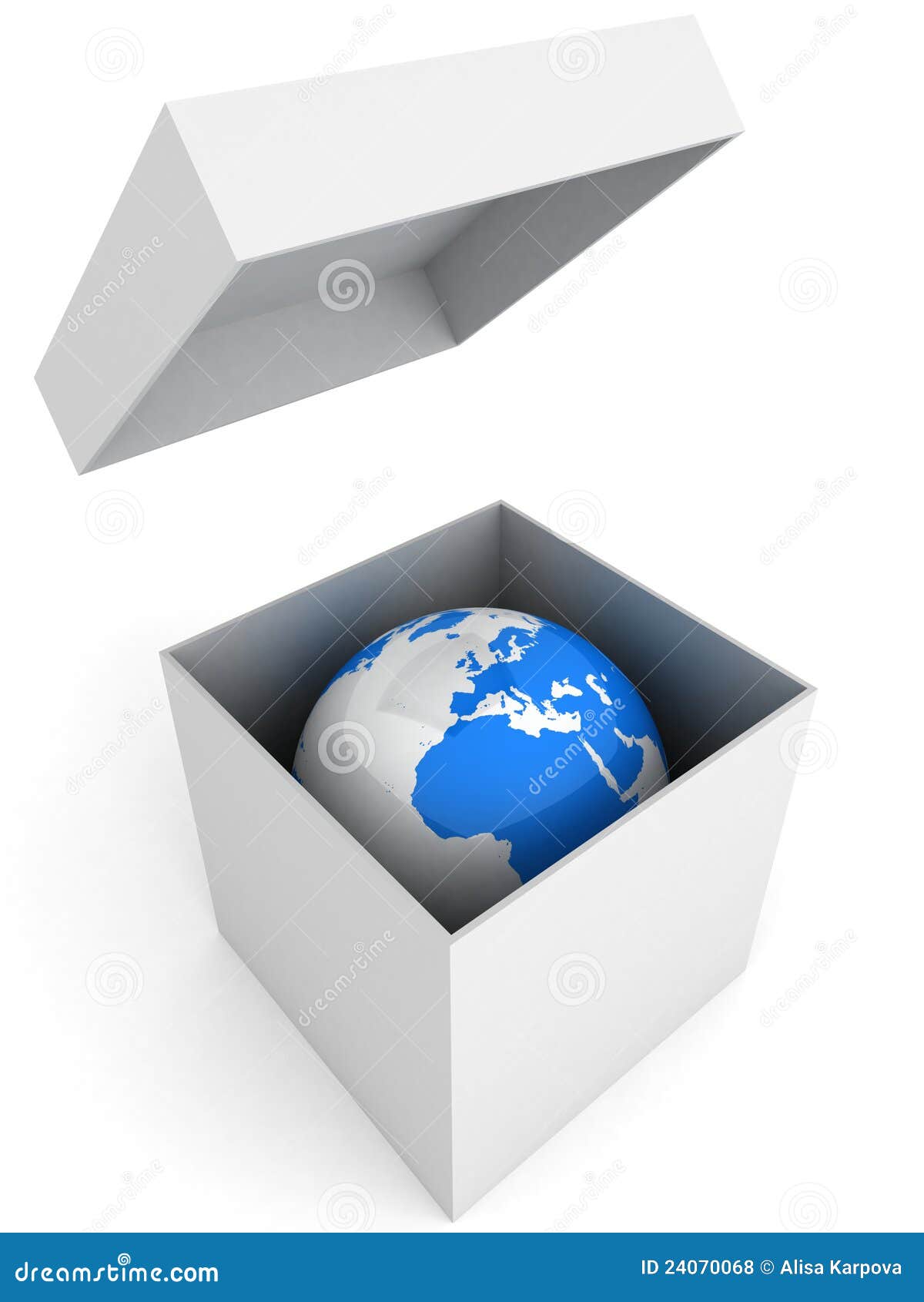 Conceptual Image of Planet Earth in White Box Stock Illustration ...