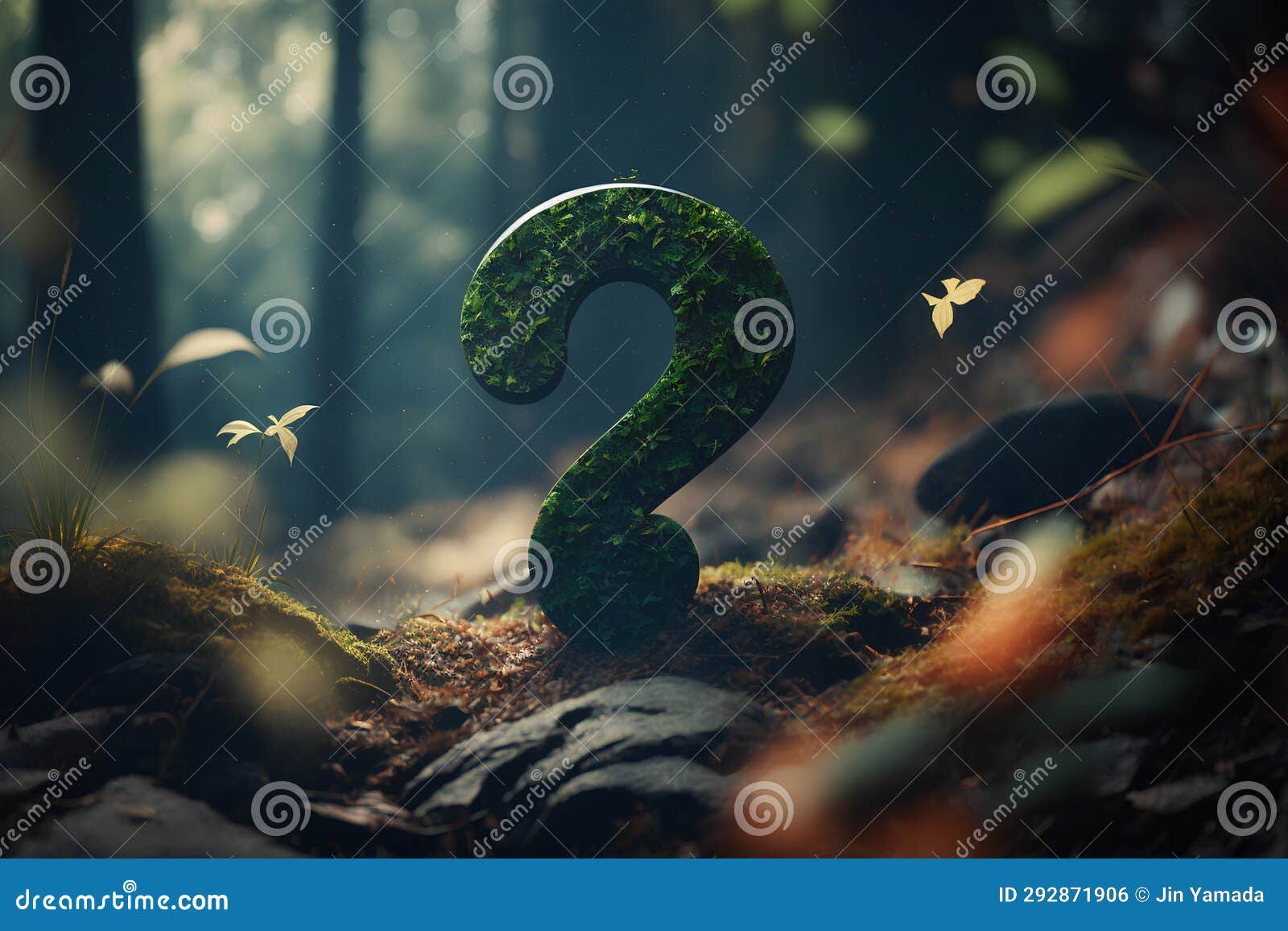 Conceptual Image of a Question Mark in the Forest. 3d Rendering Stock ...
