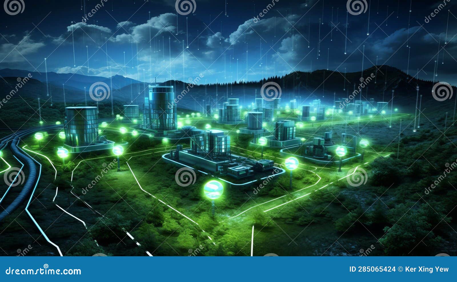 Conceptual Image of a Smart Grid System Stock Illustration ...