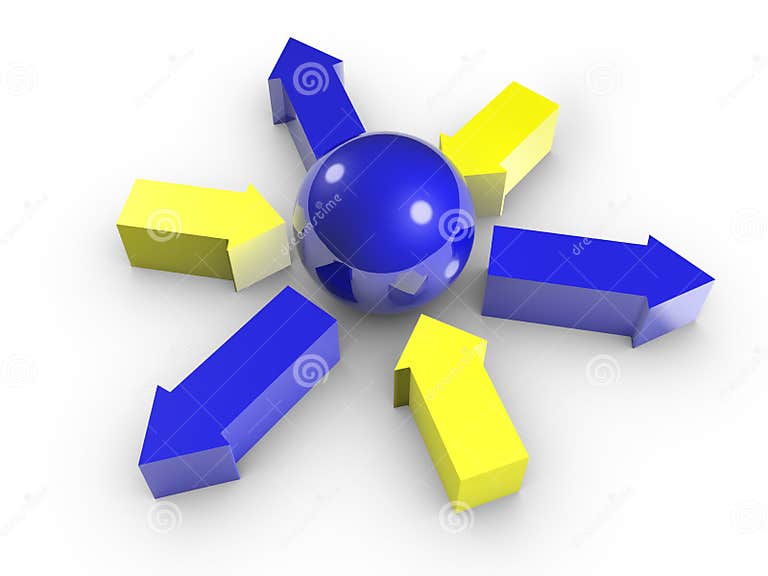 Conceptual Image of Sphere and Arrows. Isolated. Stock Illustration ...