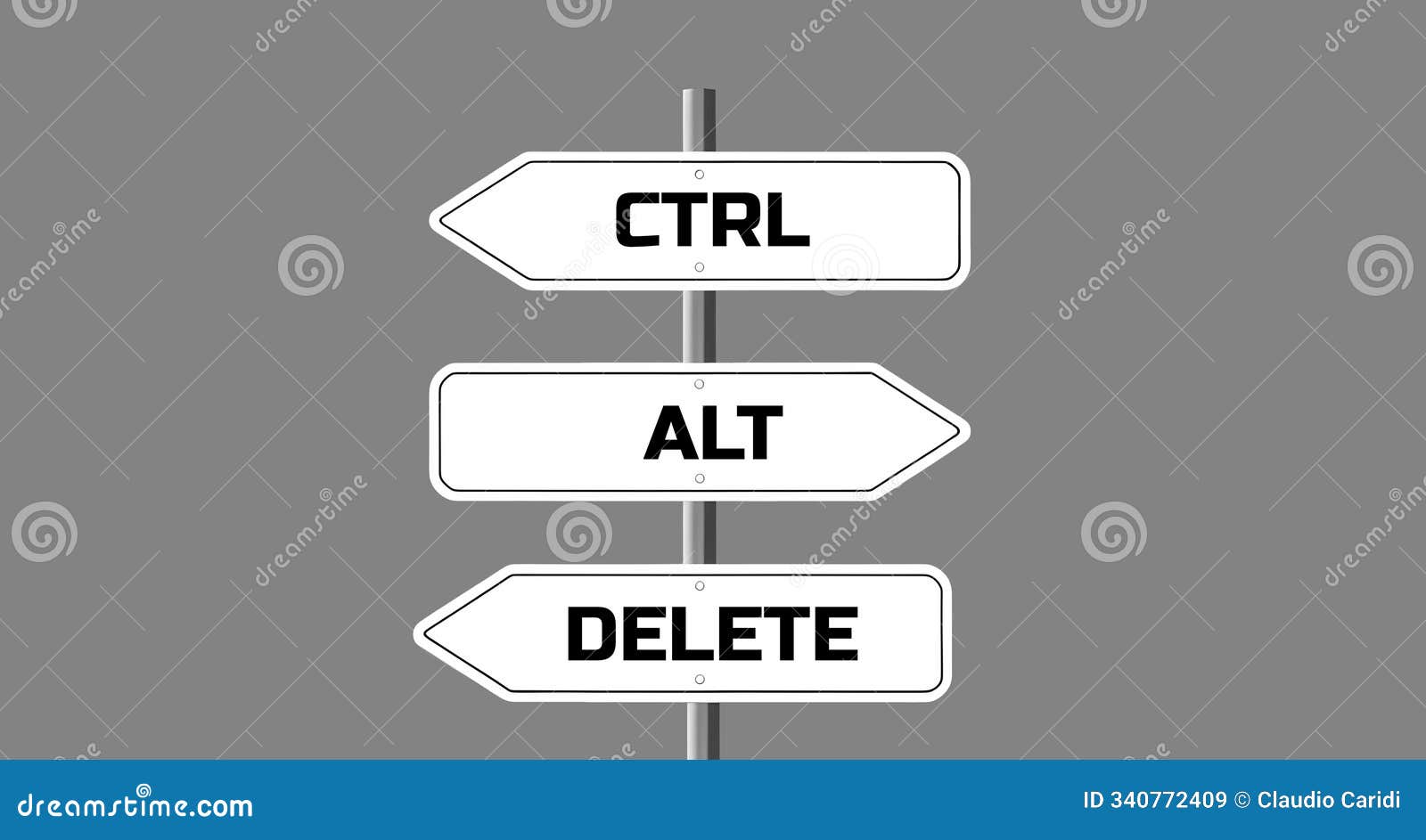 Conceptual Image with Three Road Signs with the Words "Ctrl", "Alt" and ...