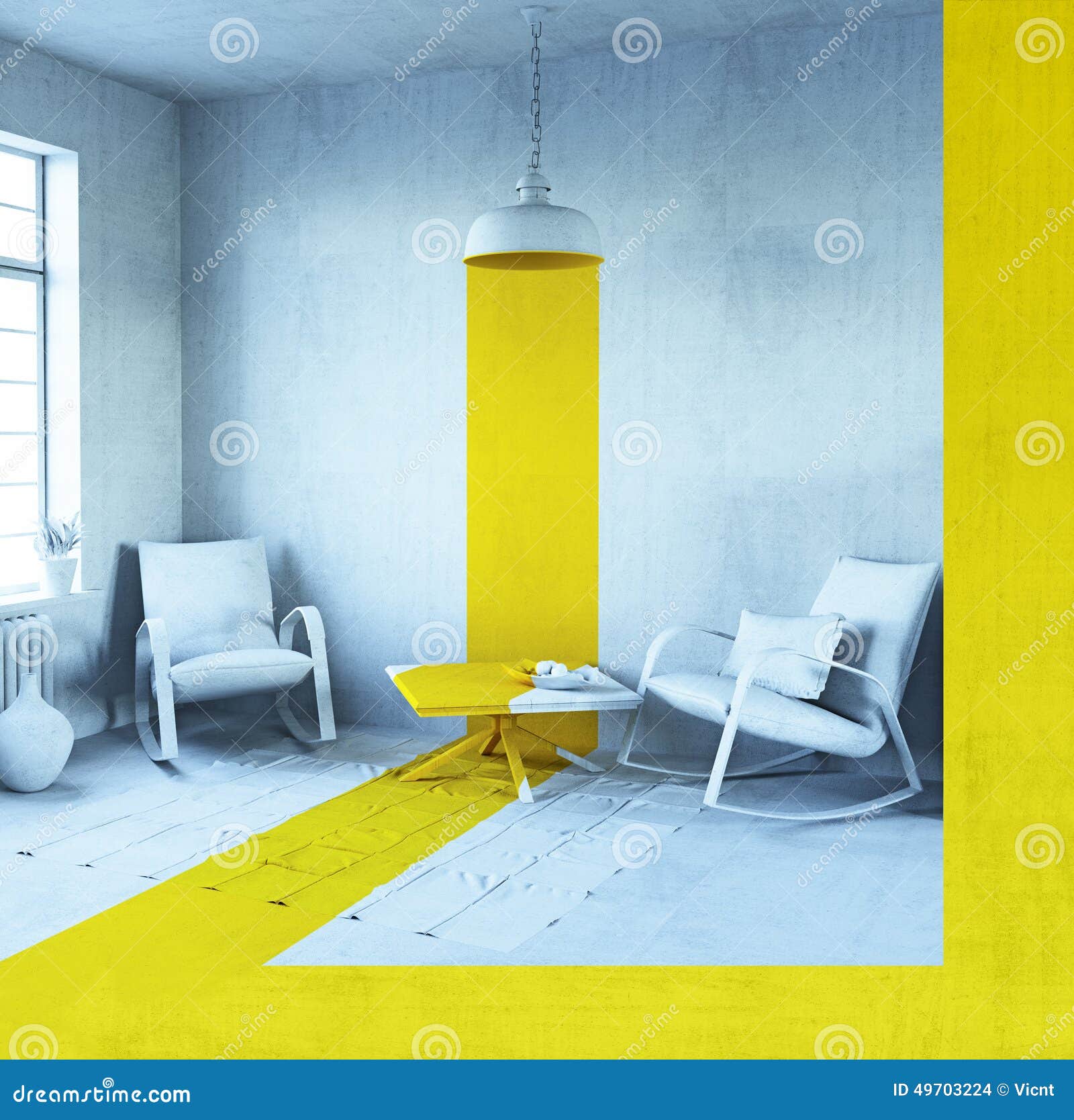 Conceptual interior stock illustration. Illustration of concrete - 49703224