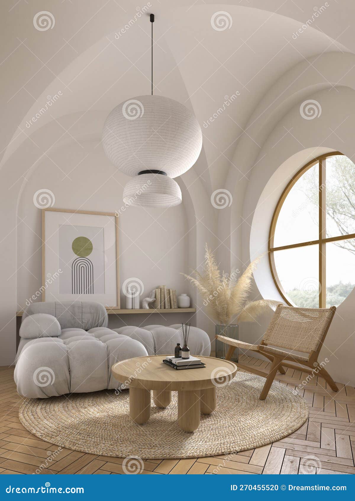 Arched Ceiling And Timber Beams In Farmhouse Hallway. Rustic Style ...