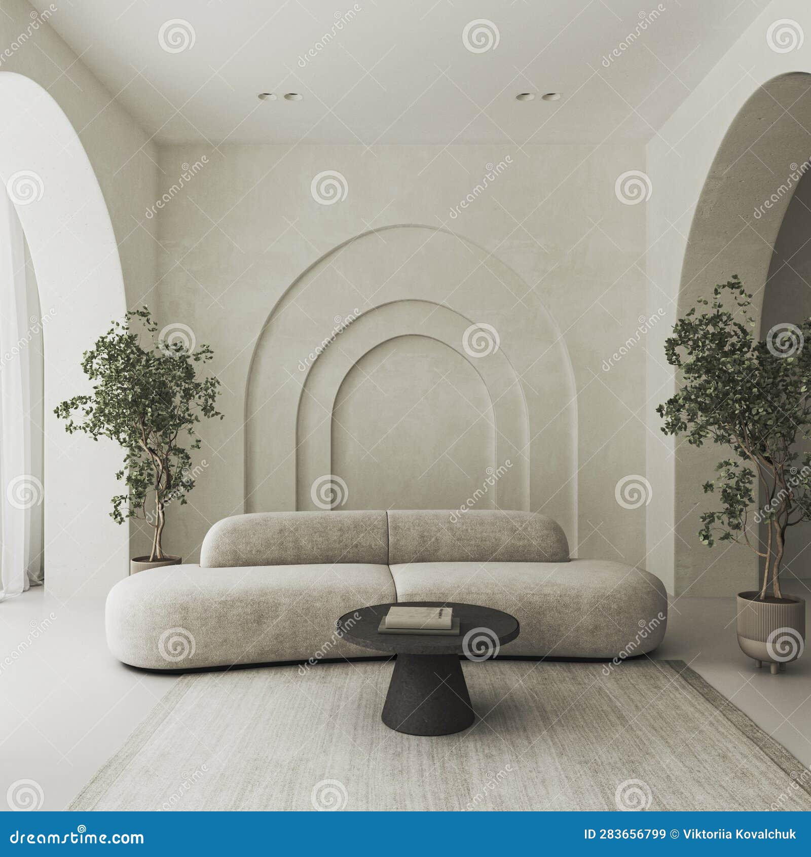 Arched Stucco Alcove With Builtin Seating Area Stock Image ...