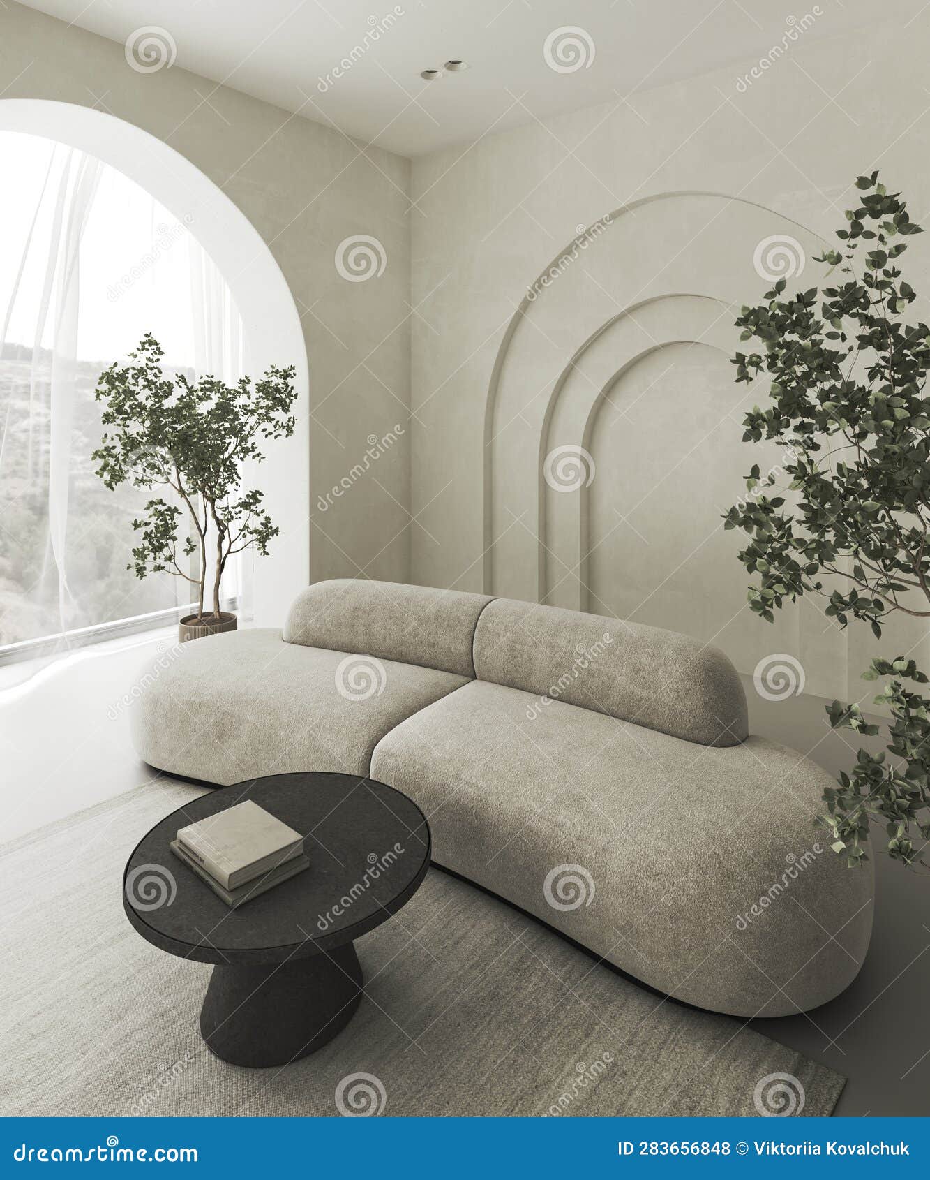 Arched Stucco Alcove With Builtin Seating Area Stock Image ...