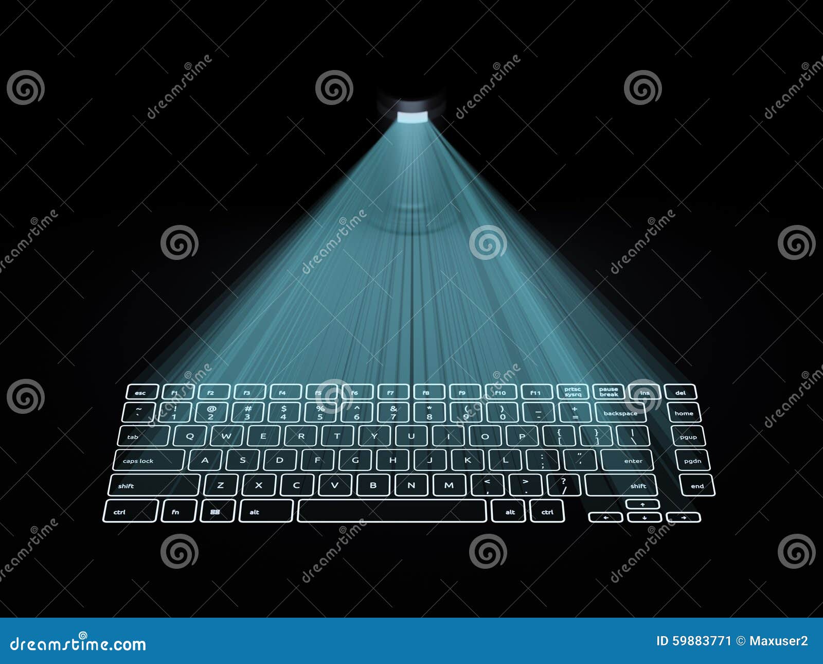Conceptual Keyboard Projected Onto Surface Isolated on Black Stock ...