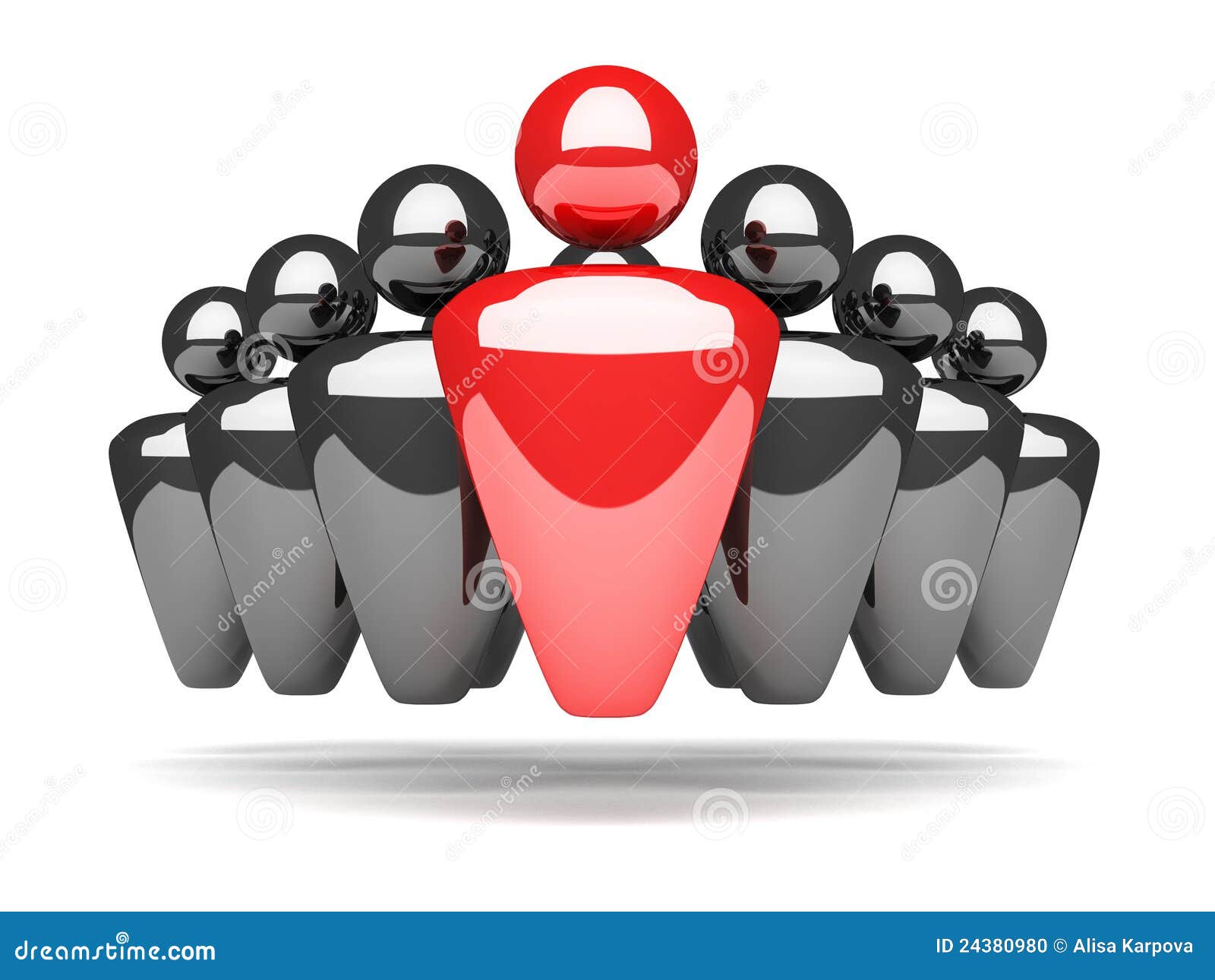 Conceptual Leadership and Teamwork Red Figure Stock Illustration ...