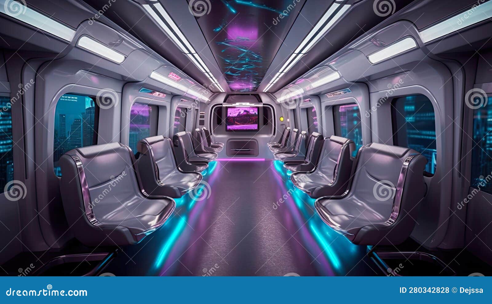Conceptual Minimalist Interior Design of the Train of Future. Ai ...
