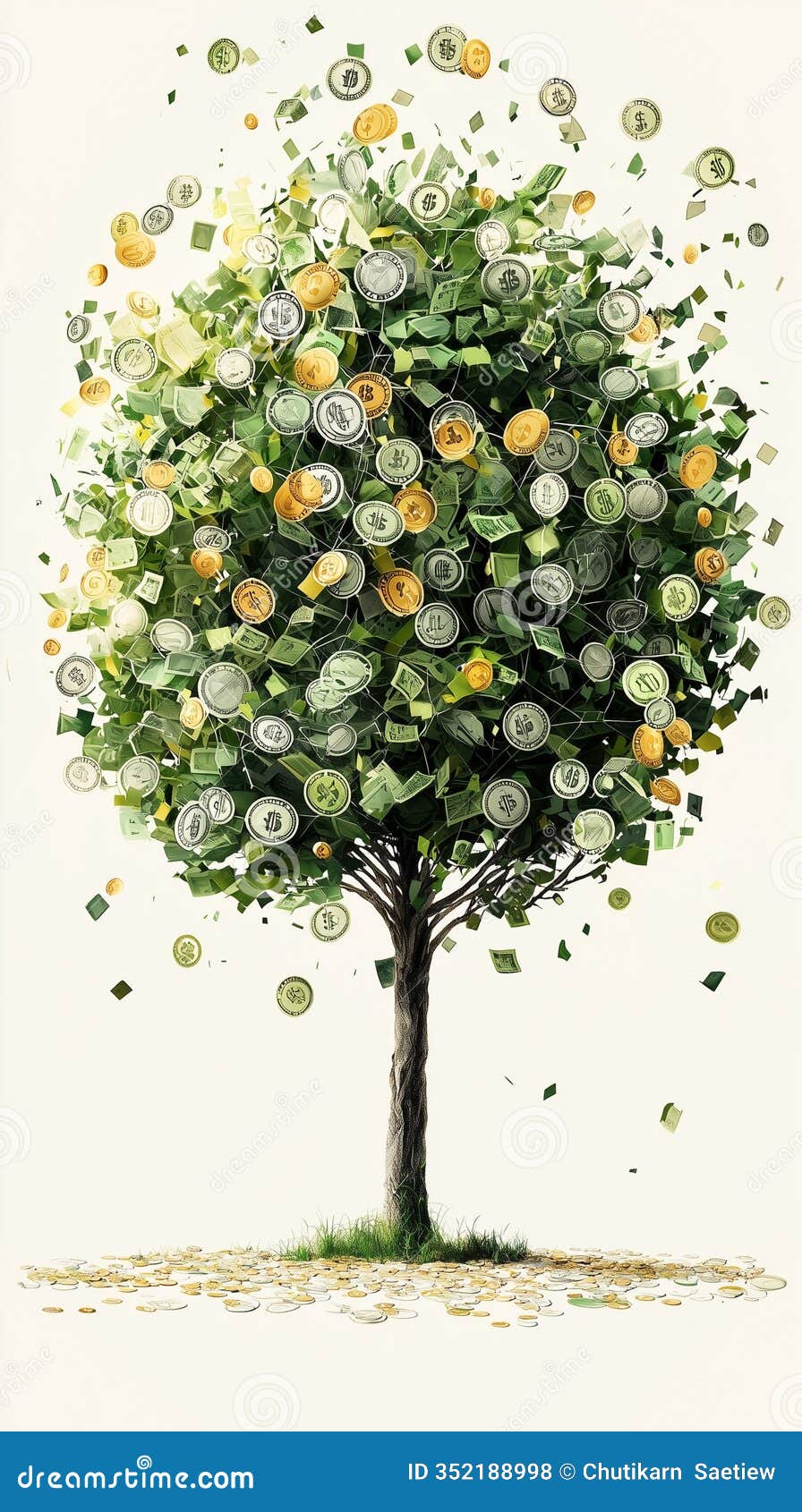 Conceptual Money Tree on White Background, AI Generated Stock ...