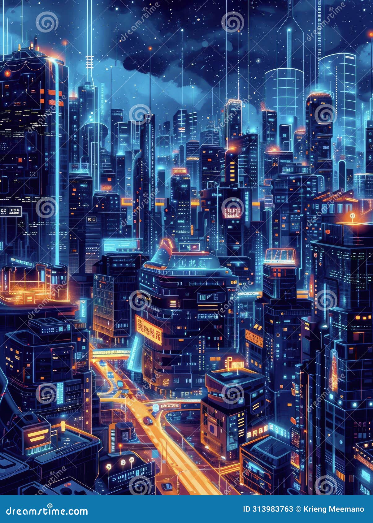 Conceptual IoT Powered Urban Illustration Smart Life and Information ...