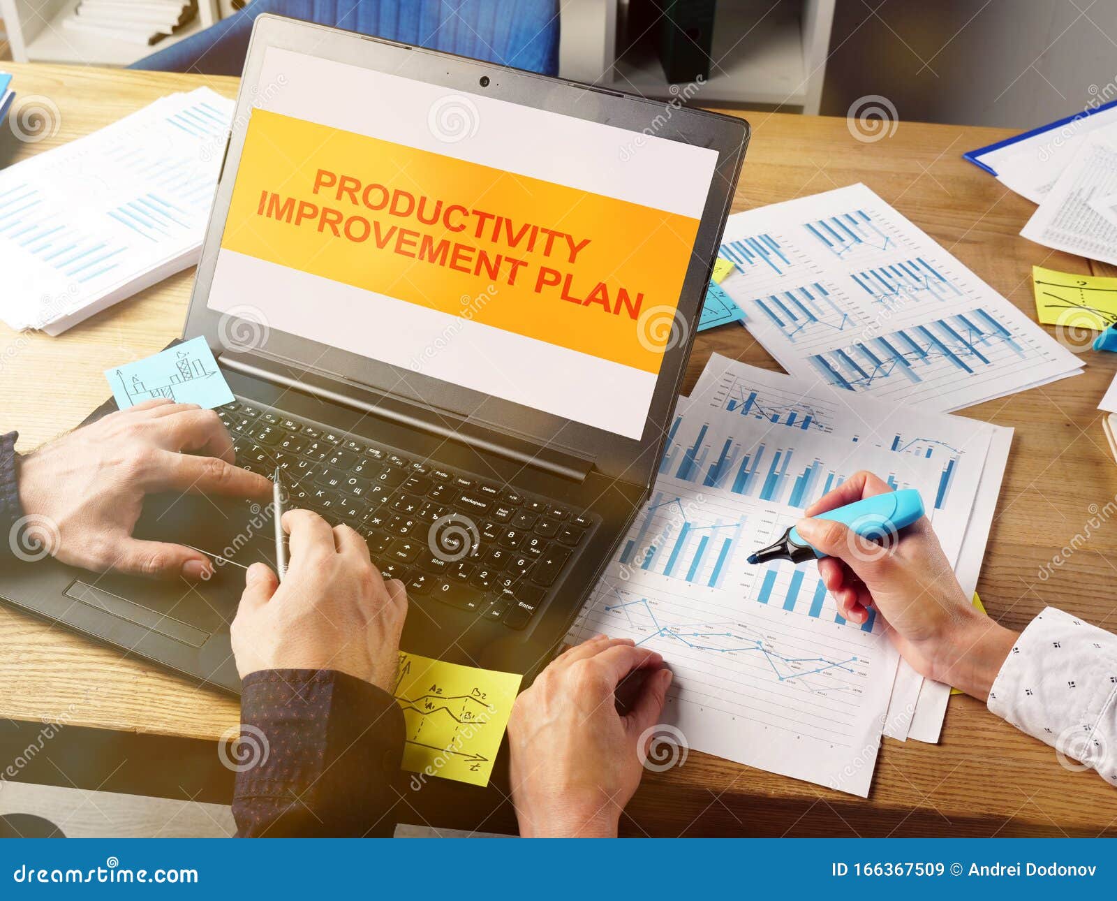 Conceptual Photo Showing Printed Text Productivity Improvement Plan ...