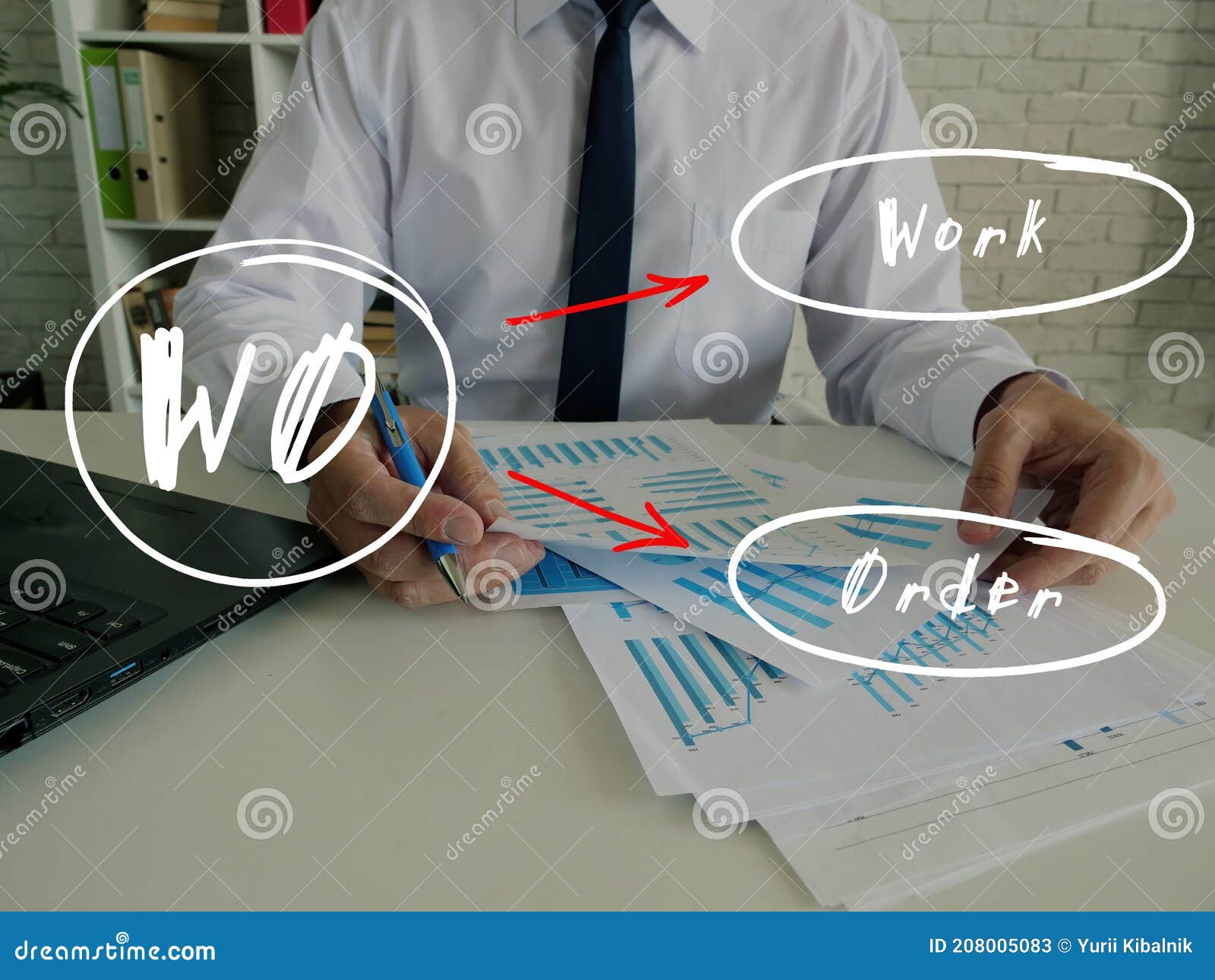 Conceptual Photo about WO Work Order with Handwritten Phrase.Senior Man ...
