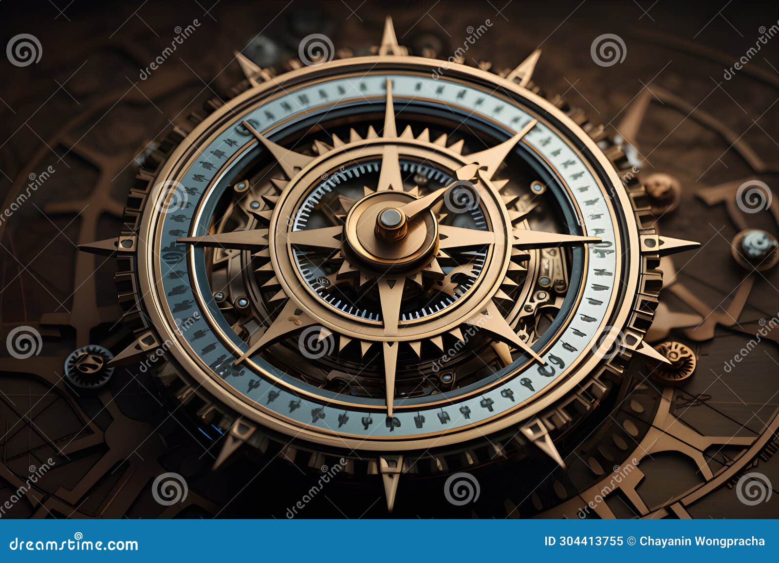 Conceptual Photograph Features Cogs Arranged in the Shape of a Compass ...