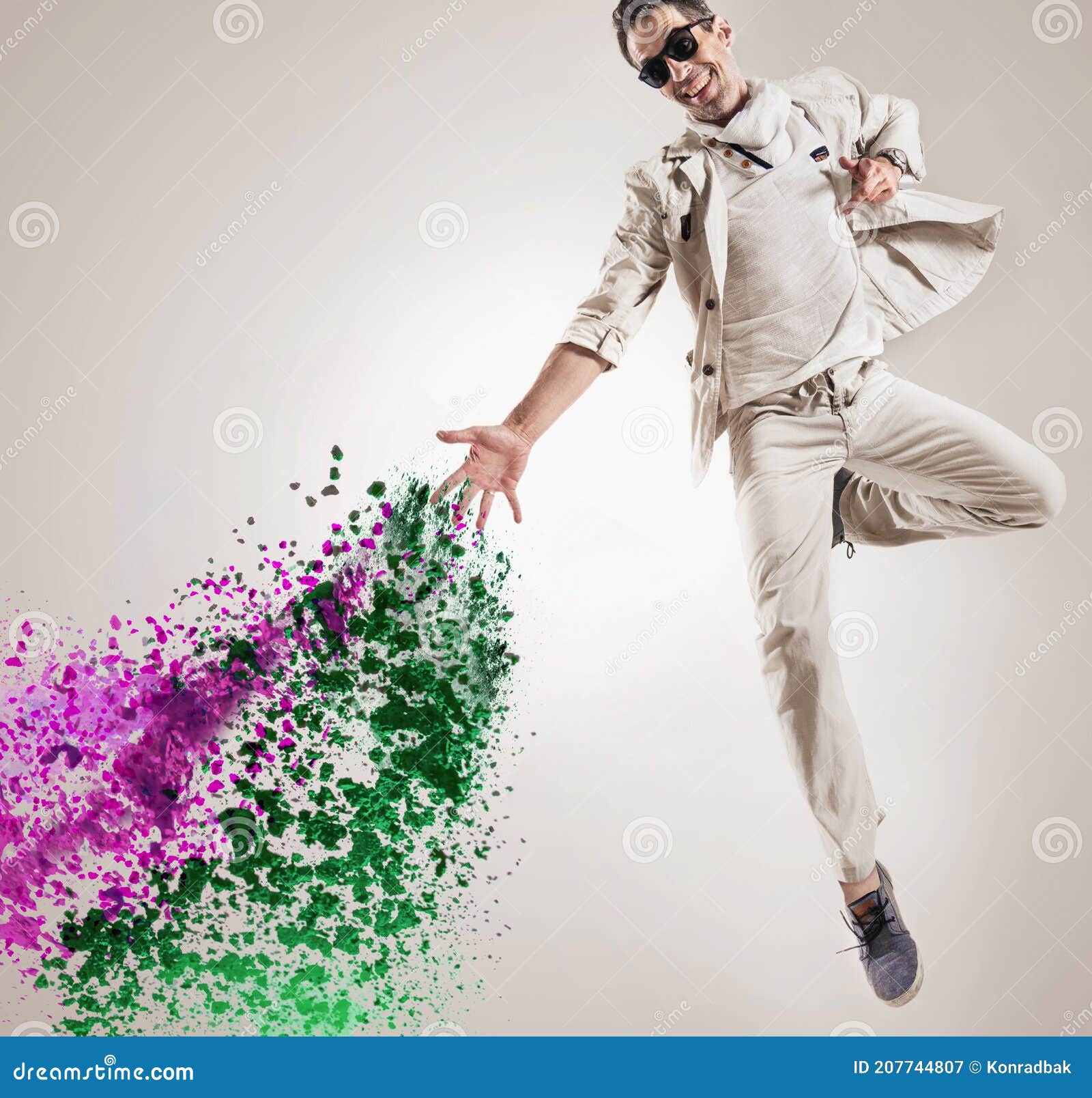 Conceptual Picture of a Jumping Dancer Throws Paint Drops Stock Image ...