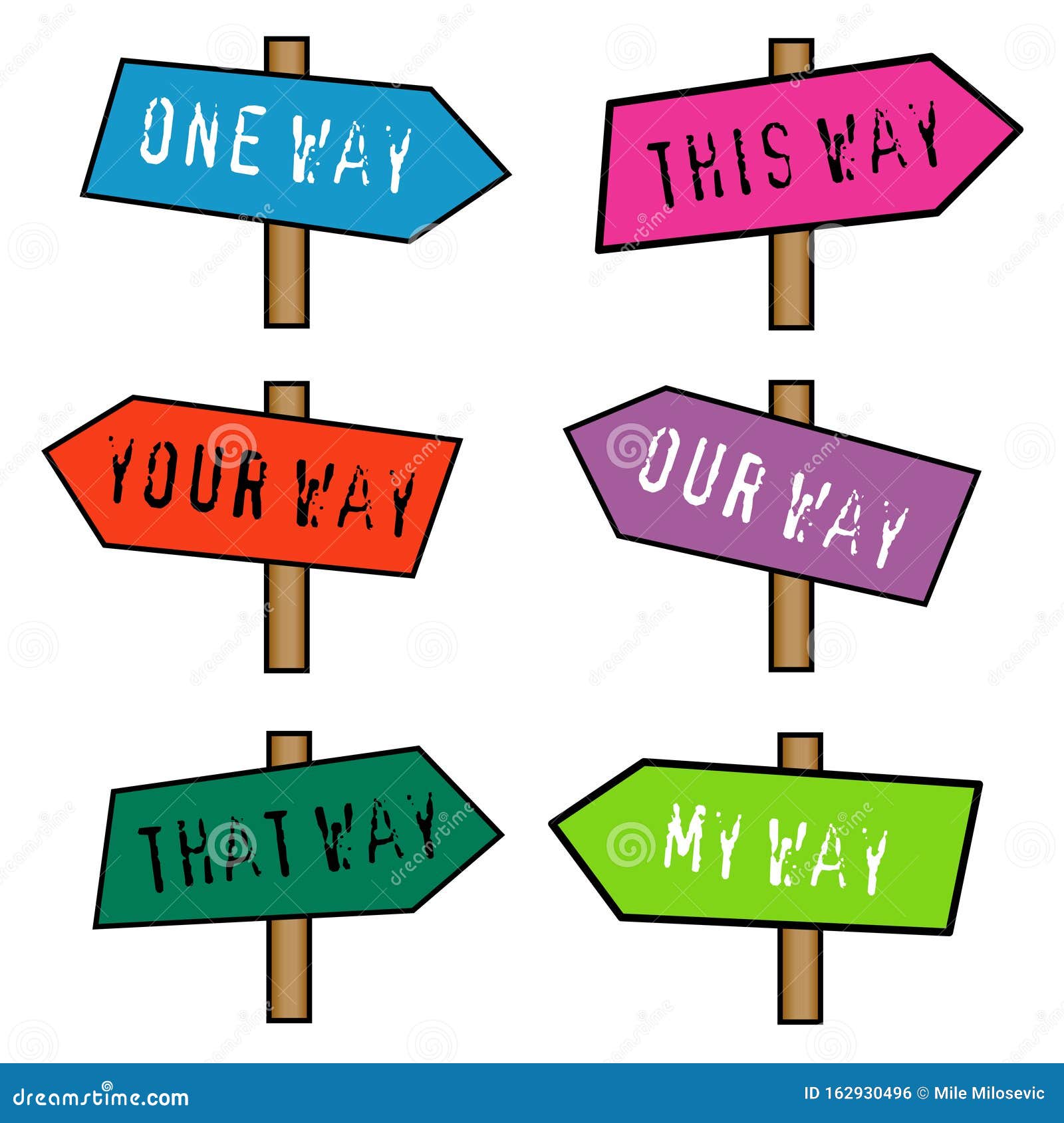 Template of Multidirectional Pointers on a Signpost. Vector ...
