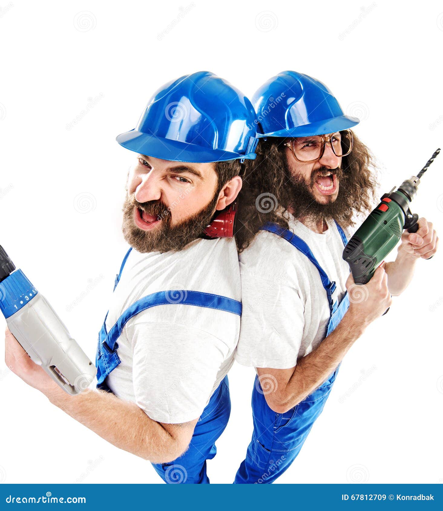 Conceptual Picture of Two Builders while Working Stock Image - Image of ...