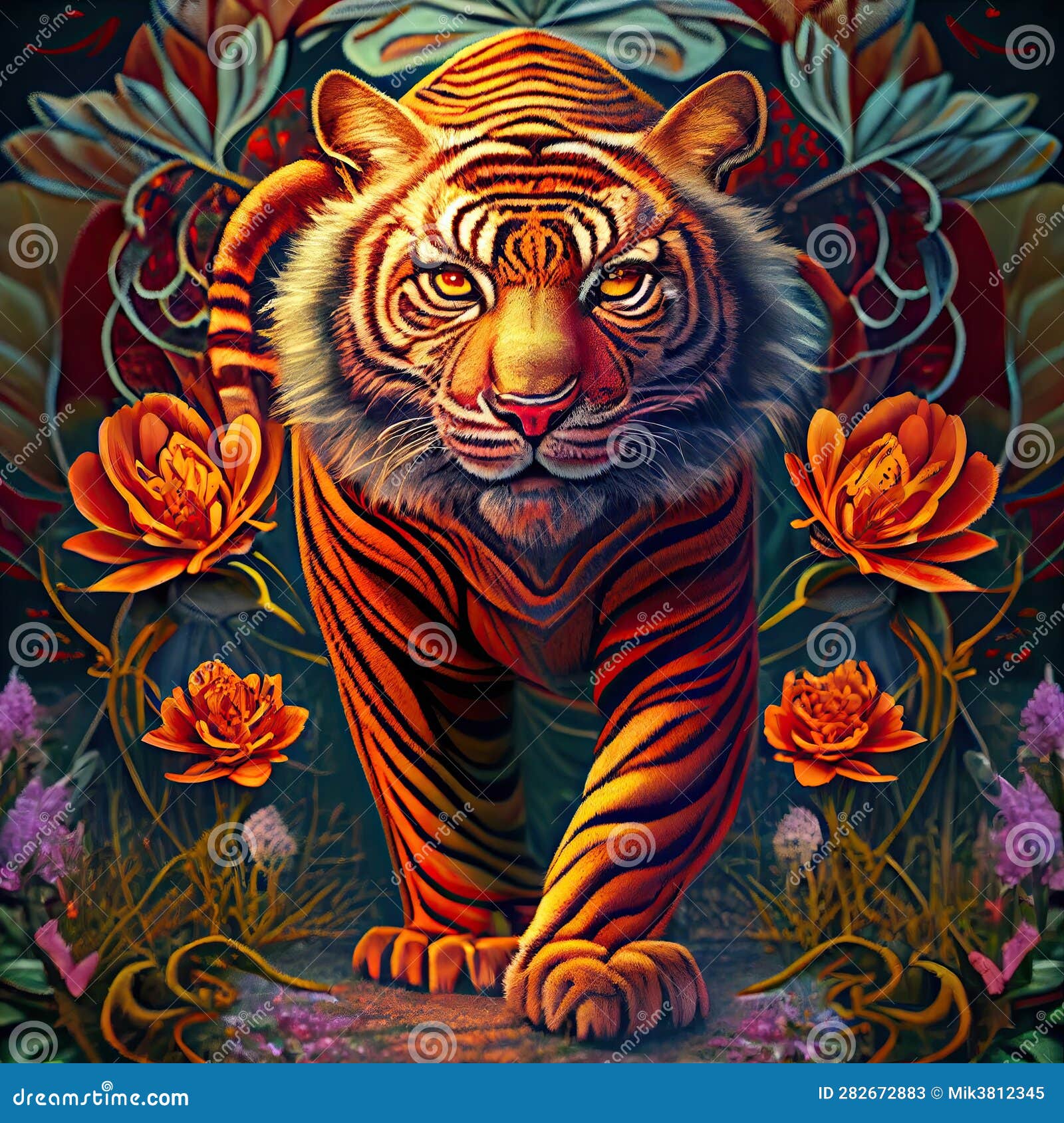 Conceptual and Powerful Tiger Design. Stock Illustration - Illustration ...