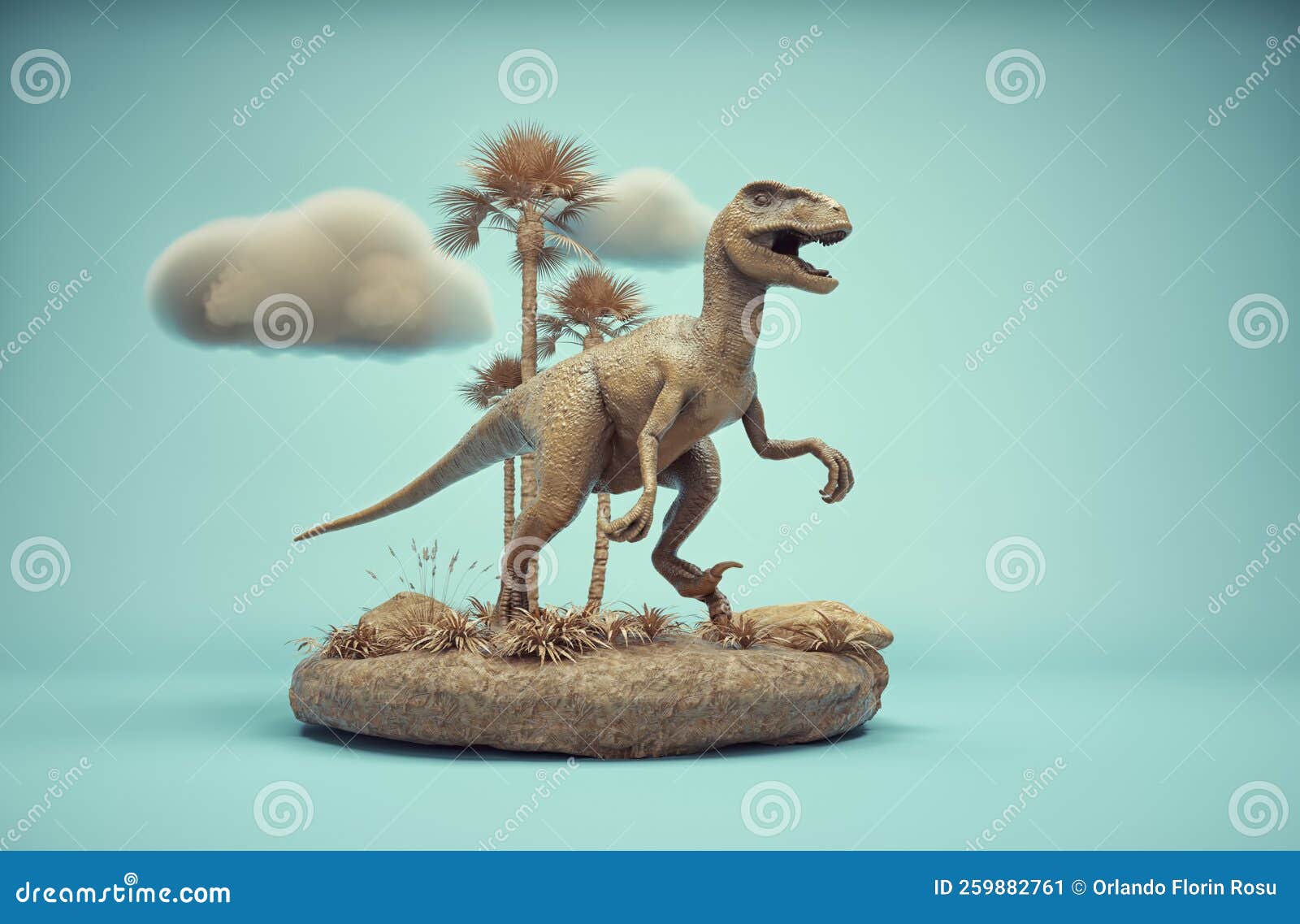 Conceptual Presentation Scene of a Velociraptor. he Lived during the ...