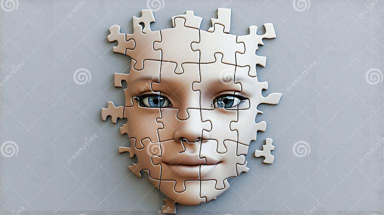 Conceptual Puzzle Face Illustration. Stock Image - Image of abstract ...
