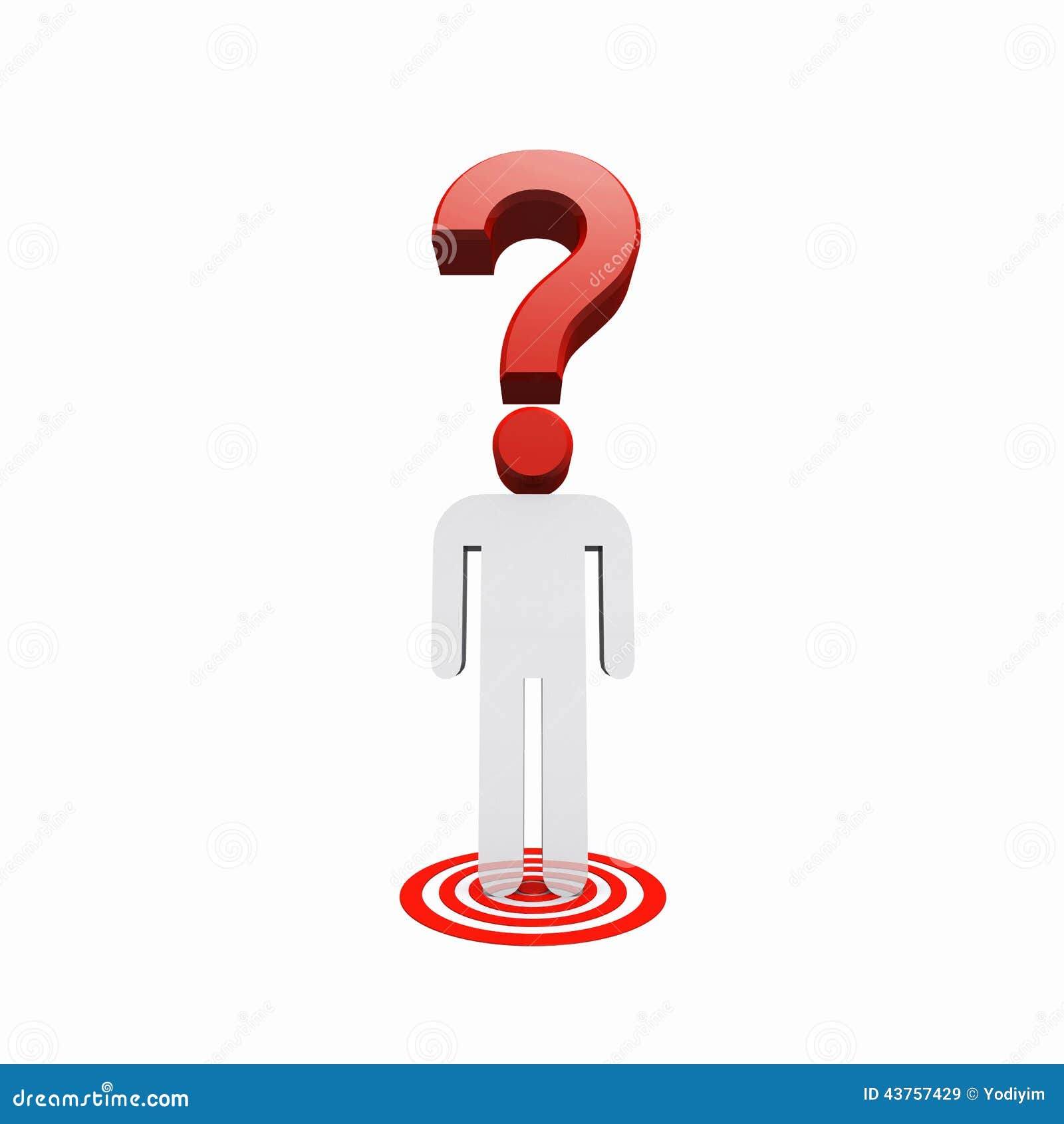 Conceptual Question Mark Human Standing on Target Spot. Stock ...