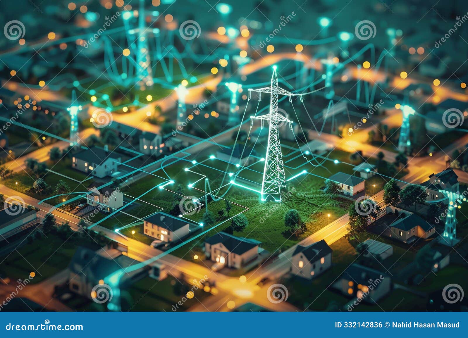A Conceptual Rendering of a Smart Grid System Stock Illustration ...