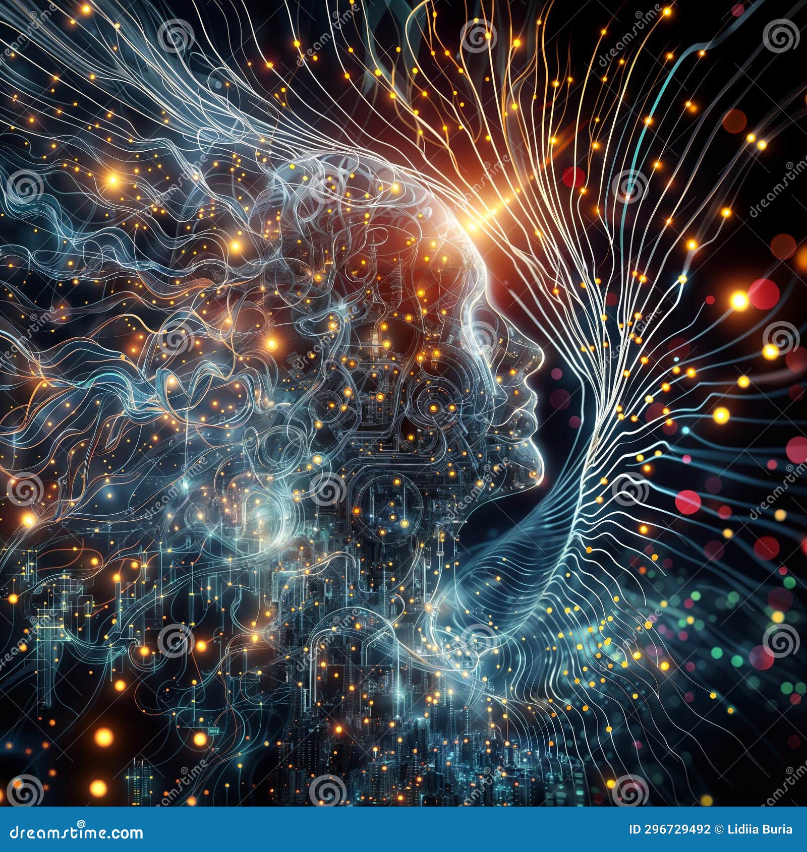 Abstract Artificial Intelligence (AI) and Machine Learning Concept with ...