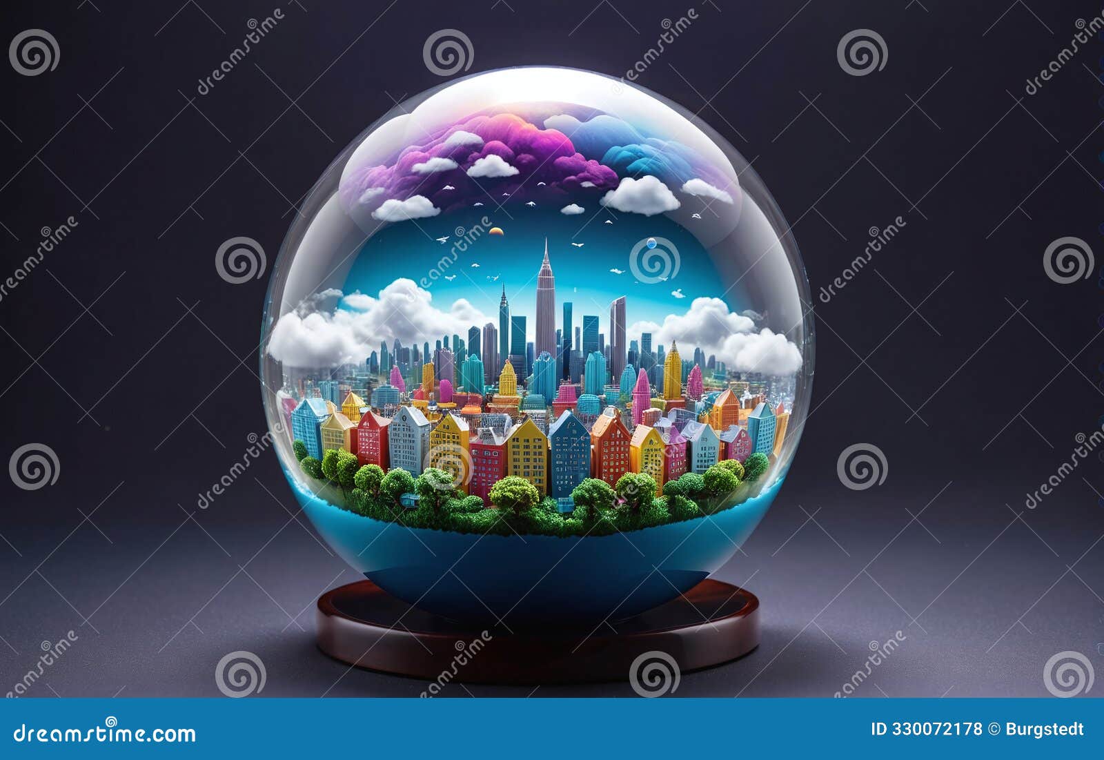 Conceptual Representation of a City or Village Wrapped in a Bubble ...