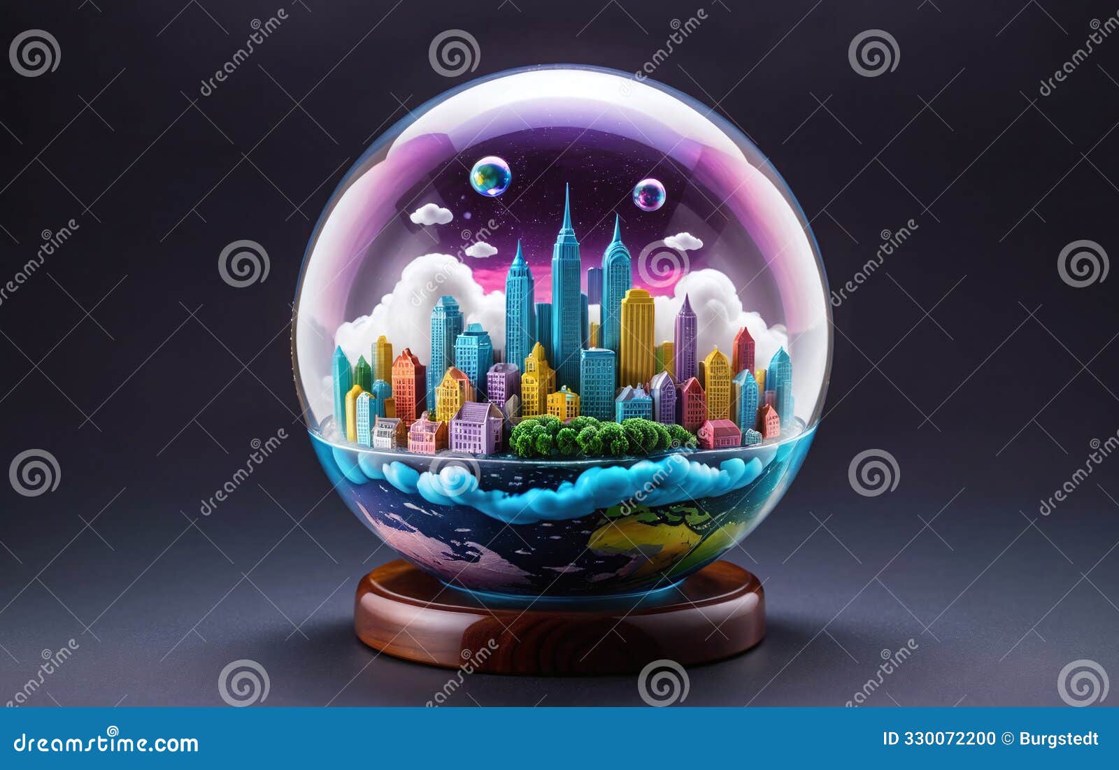 Conceptual Representation of a City or Village Wrapped in a Bubble ...