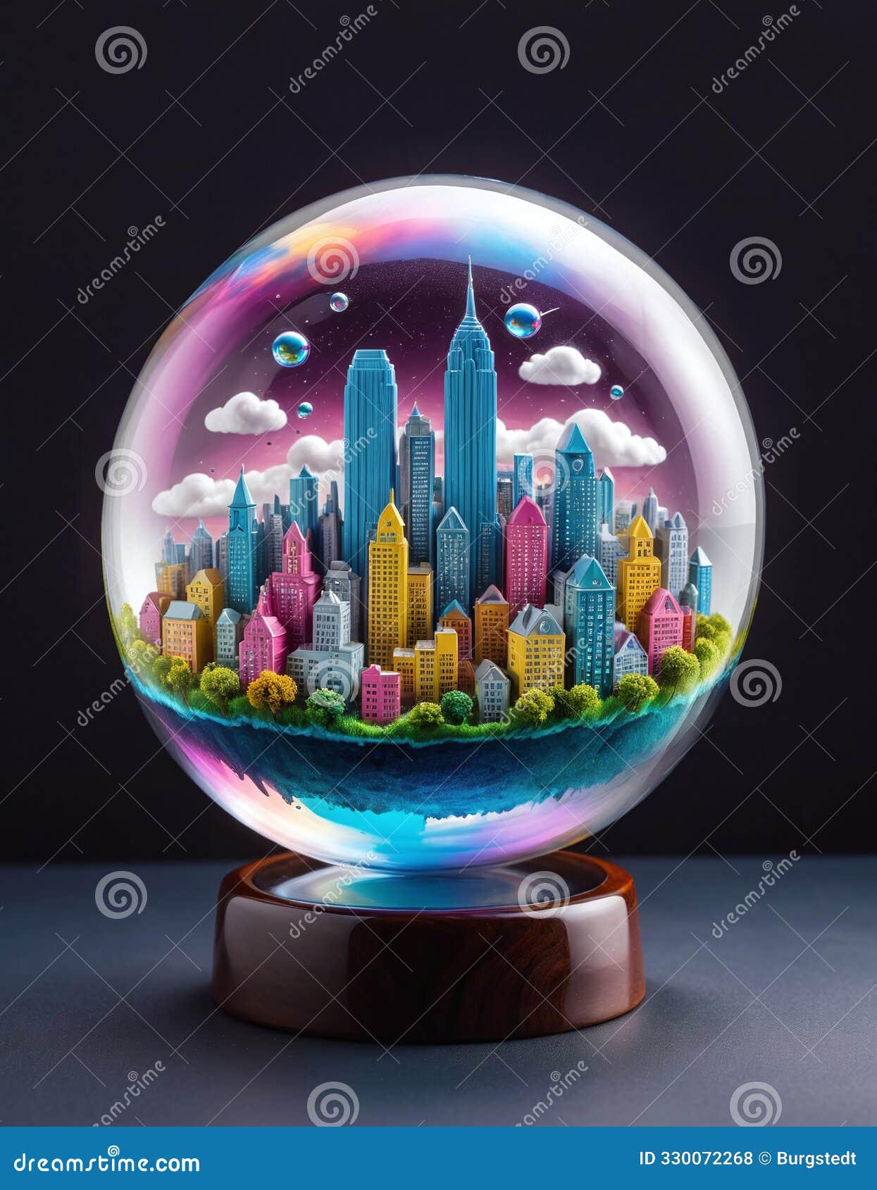 Conceptual Representation of a City or Village Wrapped in a Bubble ...